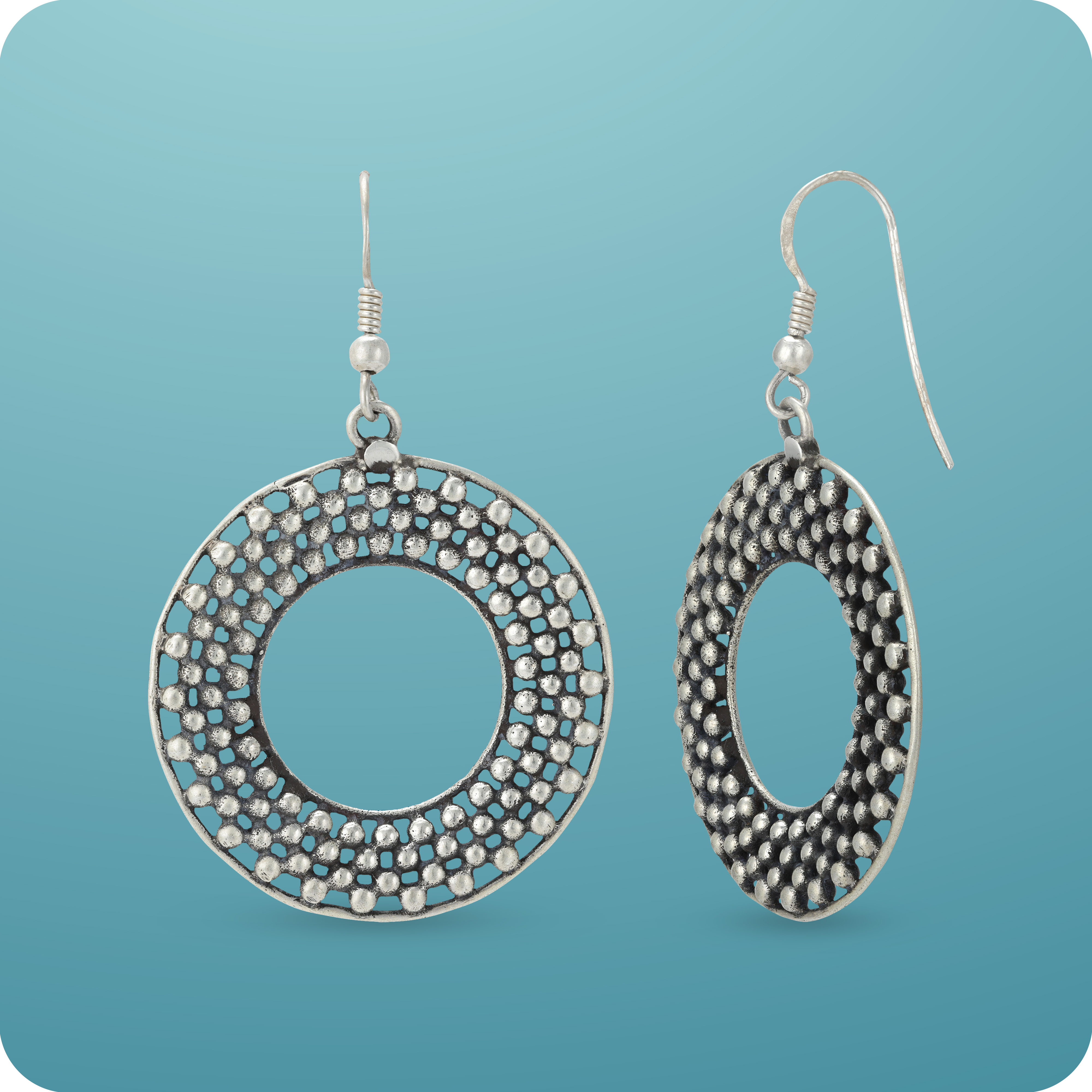 Buy Lovely Round Design Silver Earrings |GRT Jewellers