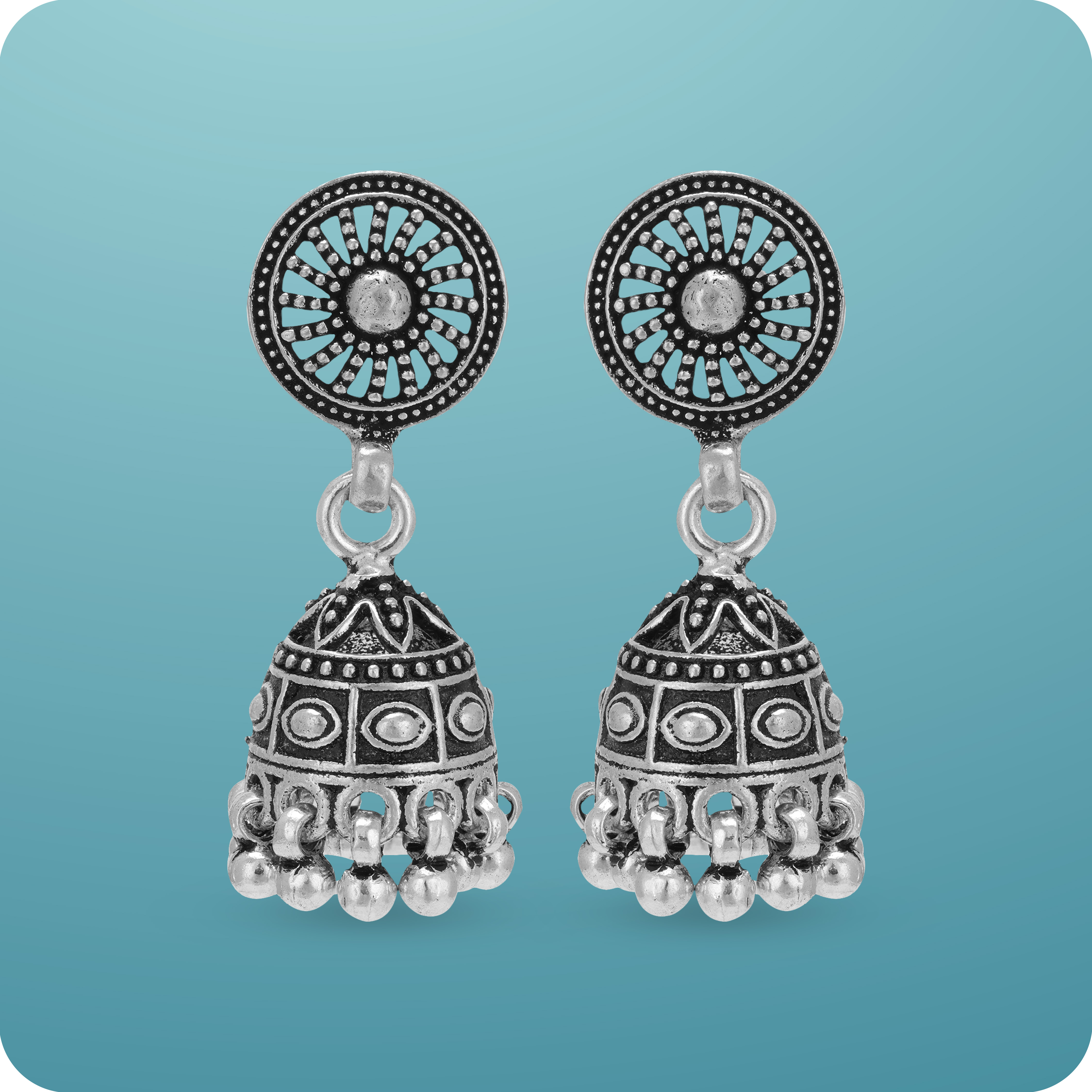 Flora Wheels Beaded Silver Earrings