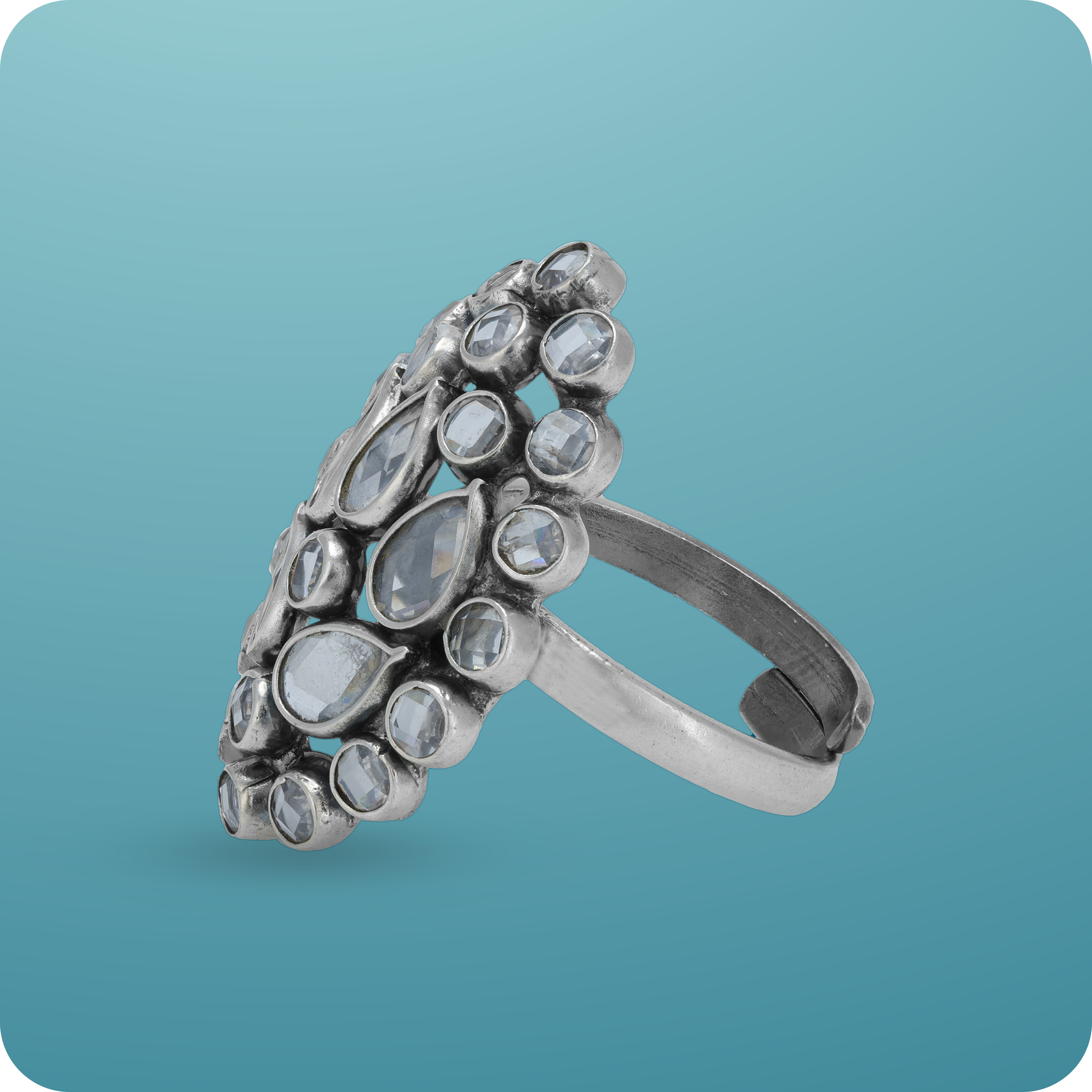 Buy Fancy Floral Adjustable Silver Ring |GRT Jewellers