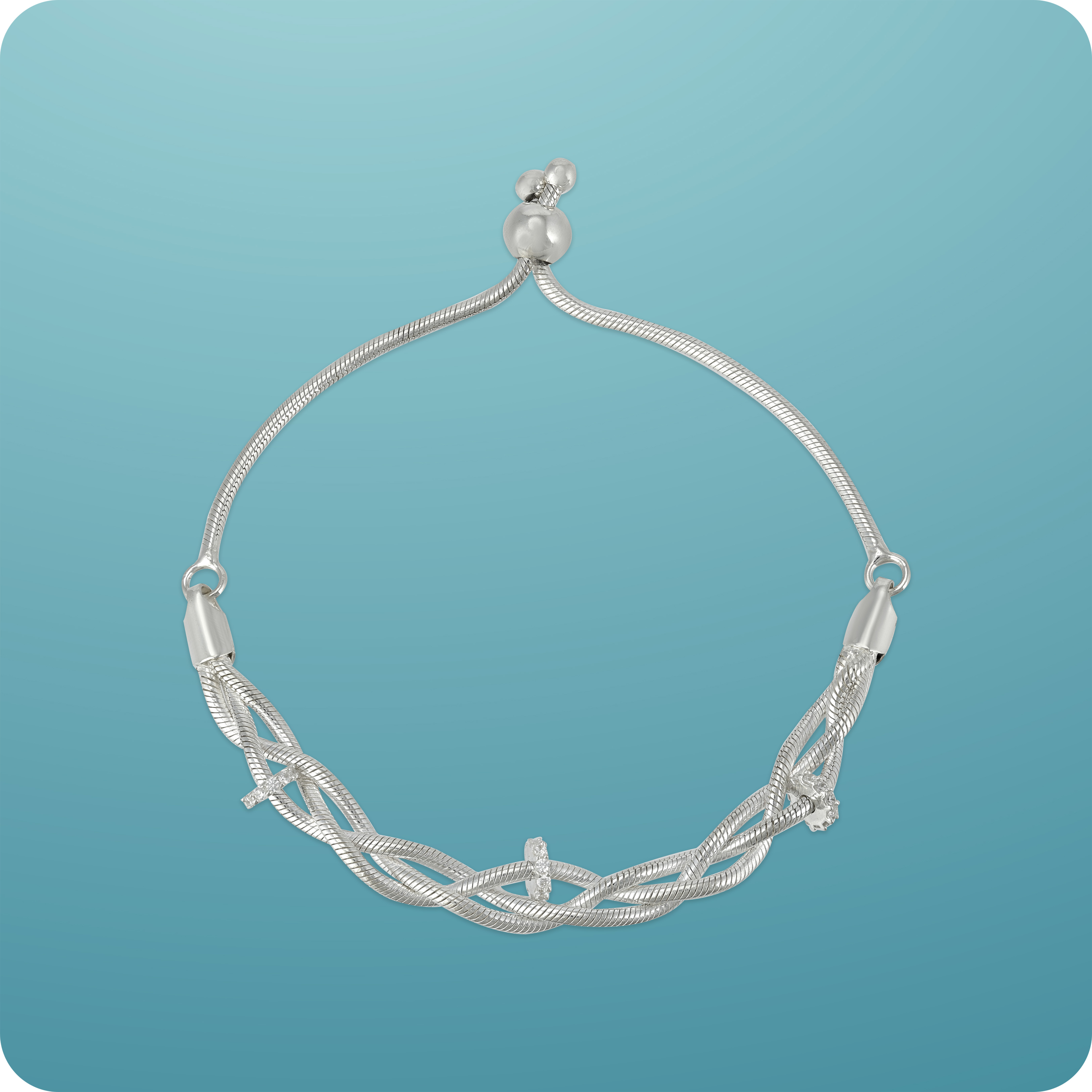 Buy Shimmering White Stone Silver Adjustable Bracelets |GRT Jewellers