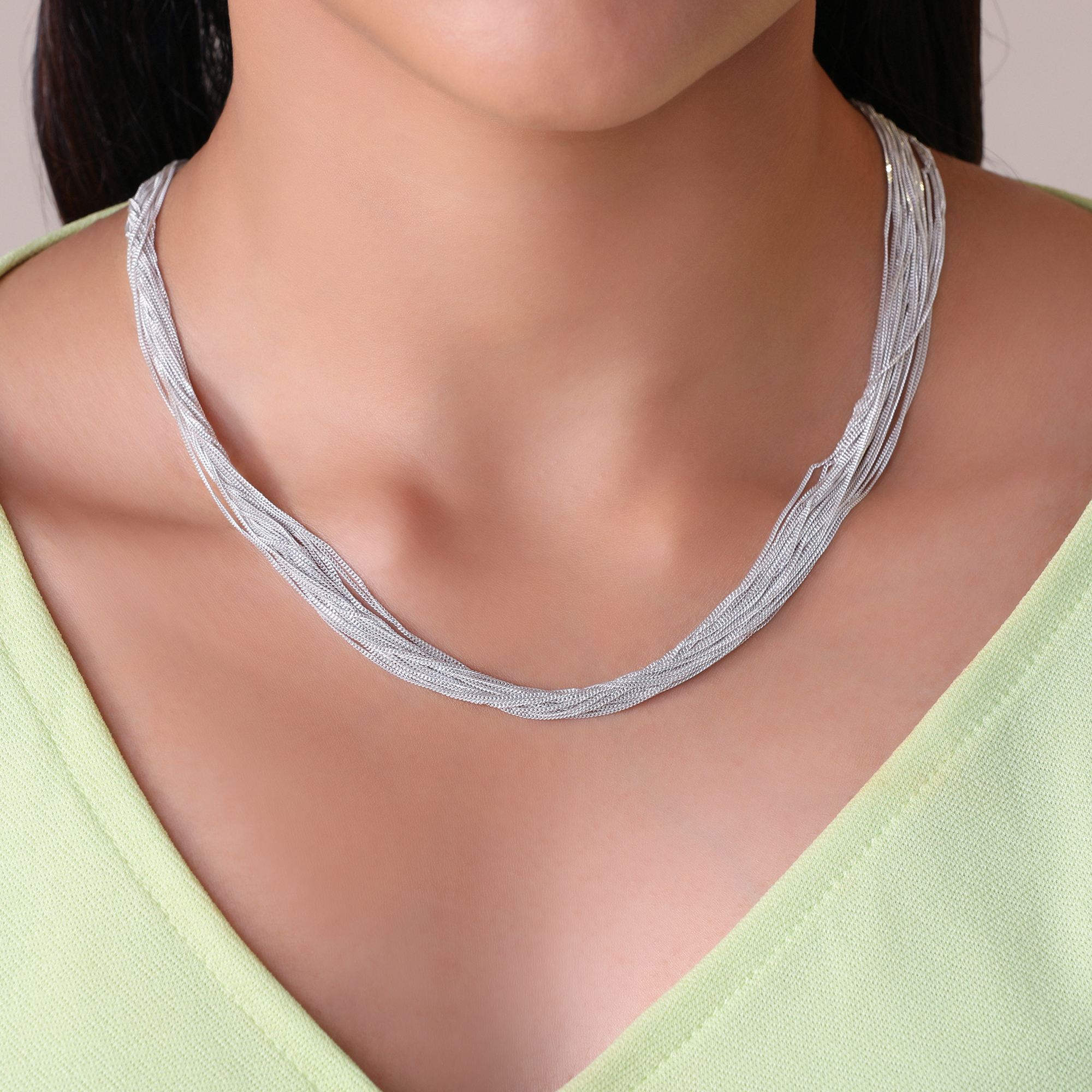 Shop Everyday Glam Multi Strand Silver Chain | GRT Online Store