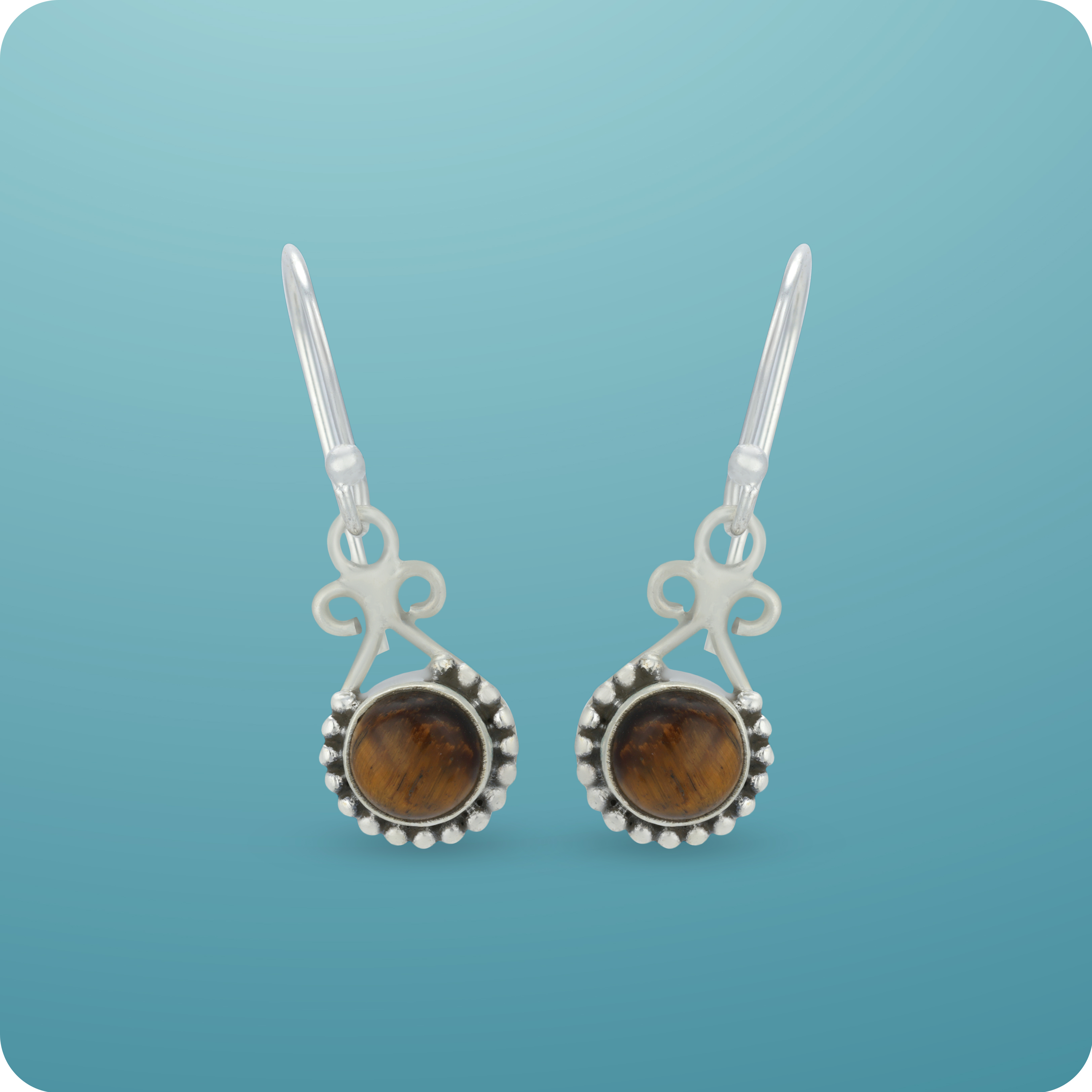 Buy Splendid Floral Tiger Stone Silver Earrings |GRT Jewellers