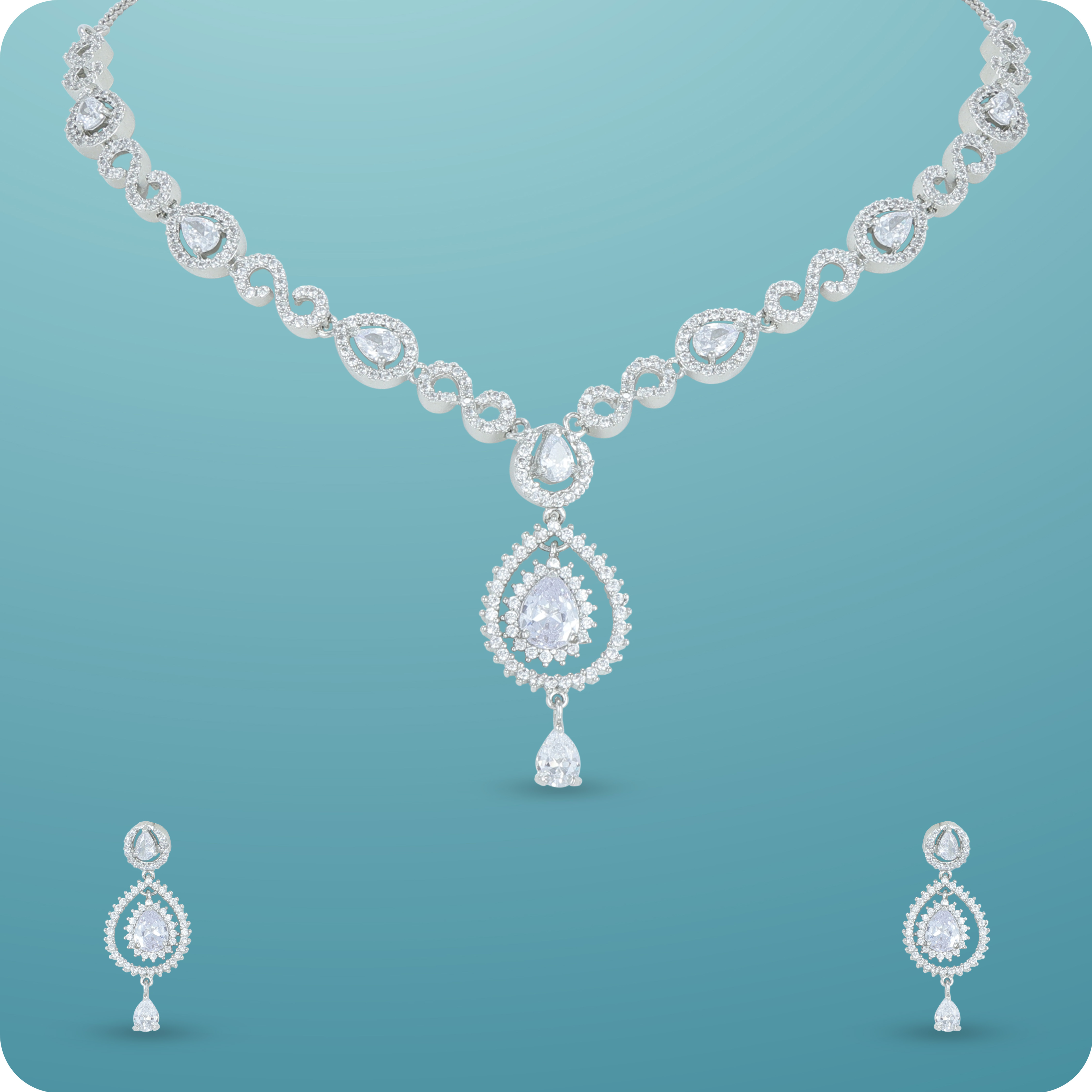 Buy Attractive Swirl Silver Necklace Set |GRT Jewellers