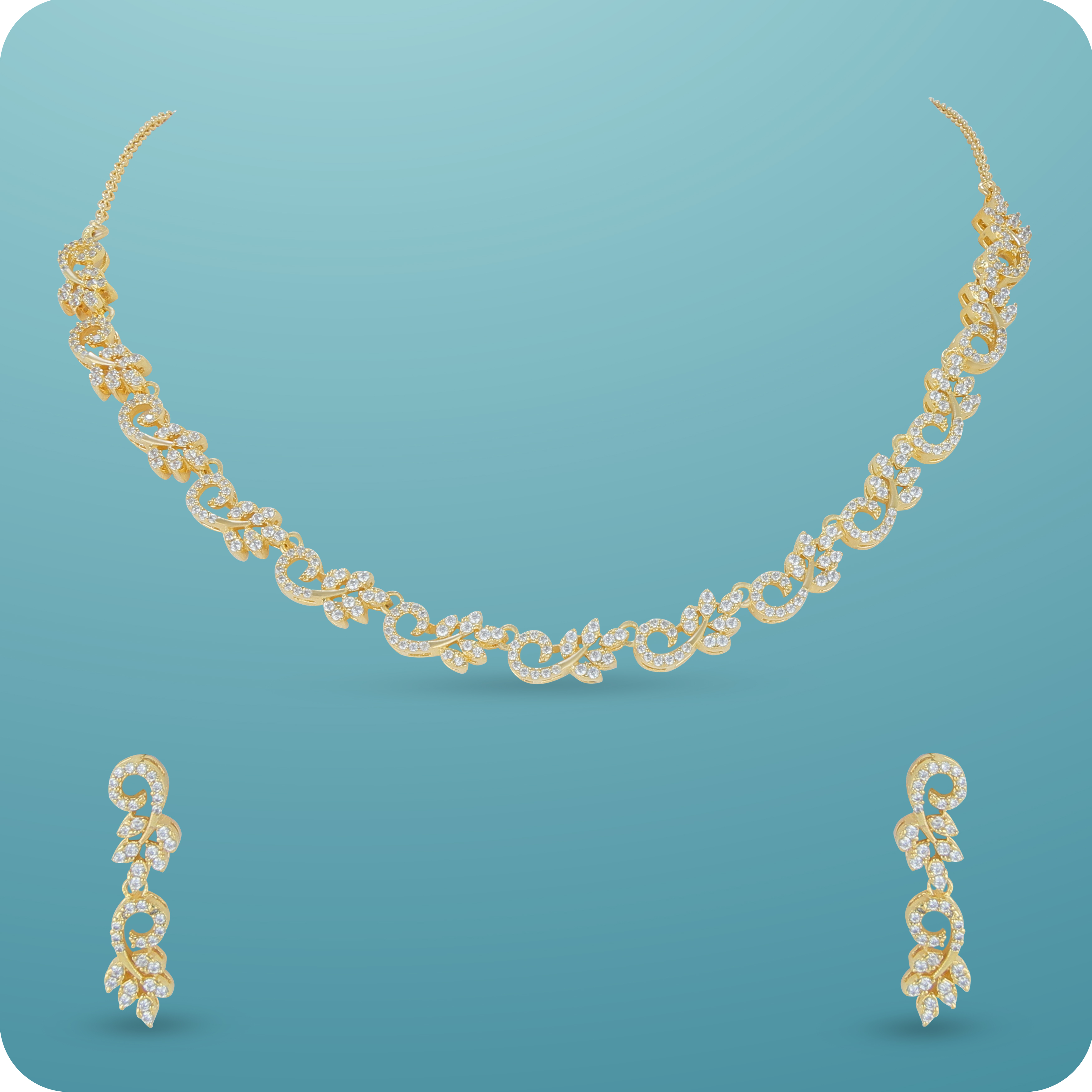 Buy Fancy Leaf Pattern Silver Necklace Set |GRT Jewellers