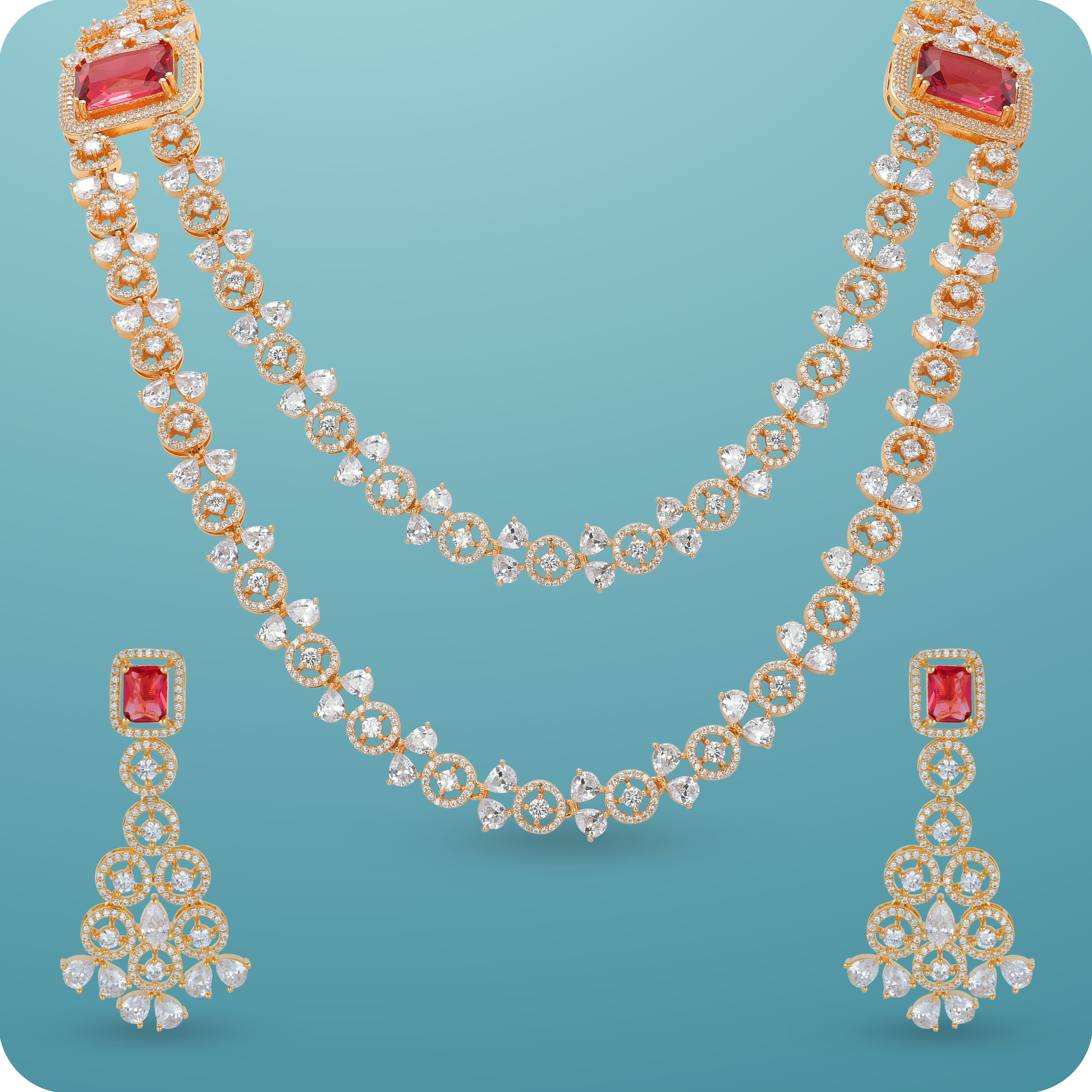 Buy Scintillating Dual Layered Silver Necklace Set |GRT Jewellers