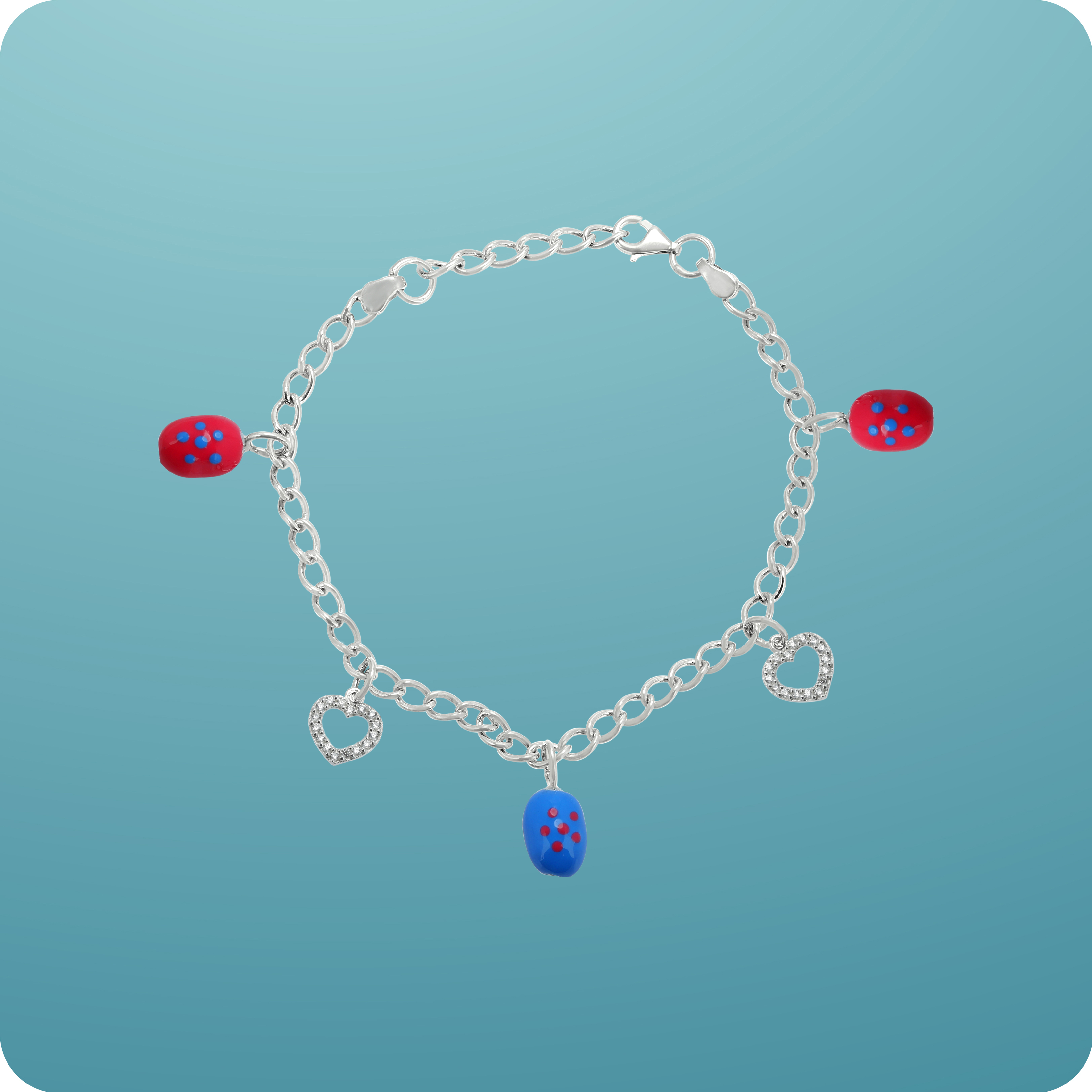 Shop Forever Fun Playful Heart Dances Silver Bracelet Online in India | GRT