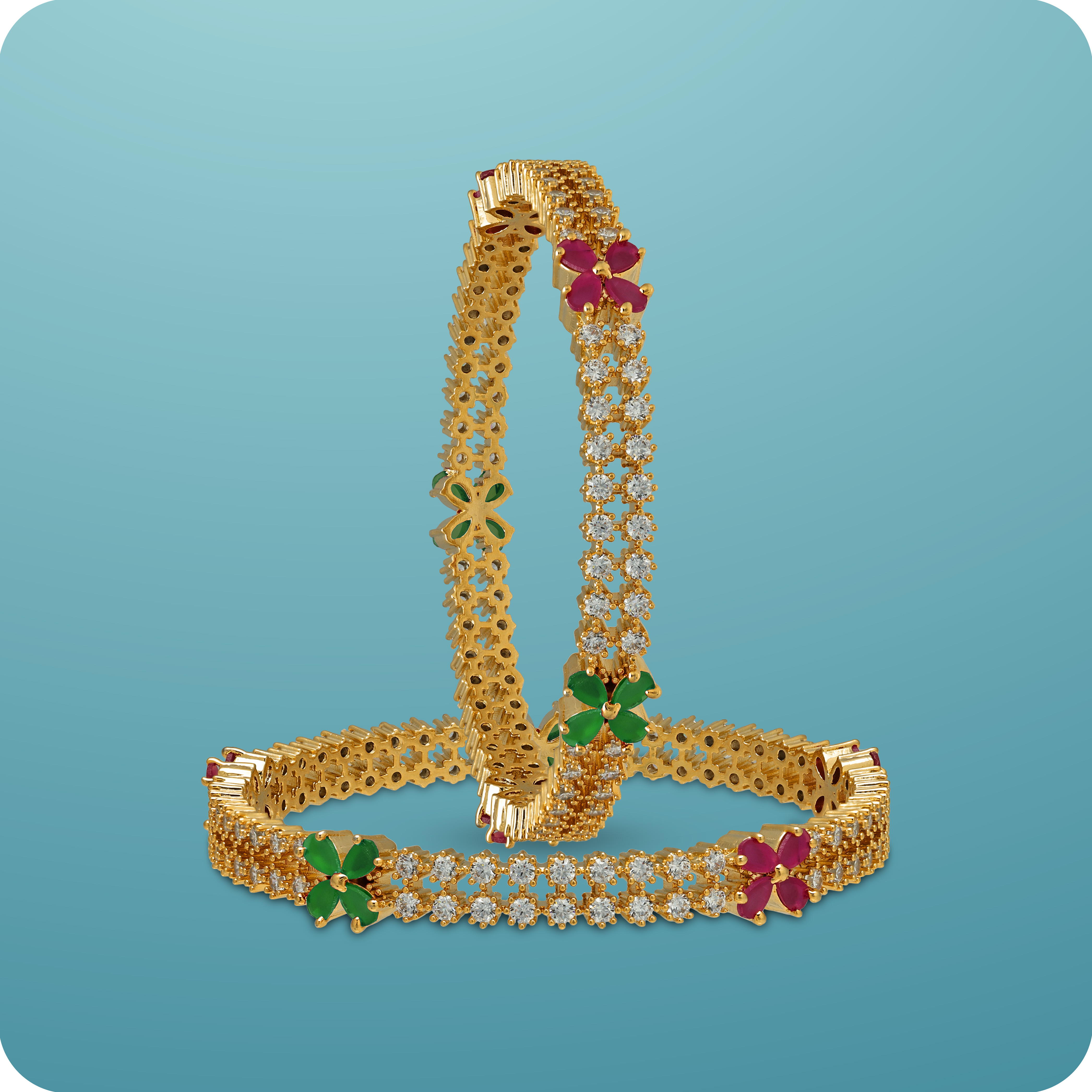 Buy Splendid Floral Silver Bangles |GRT Jewellers