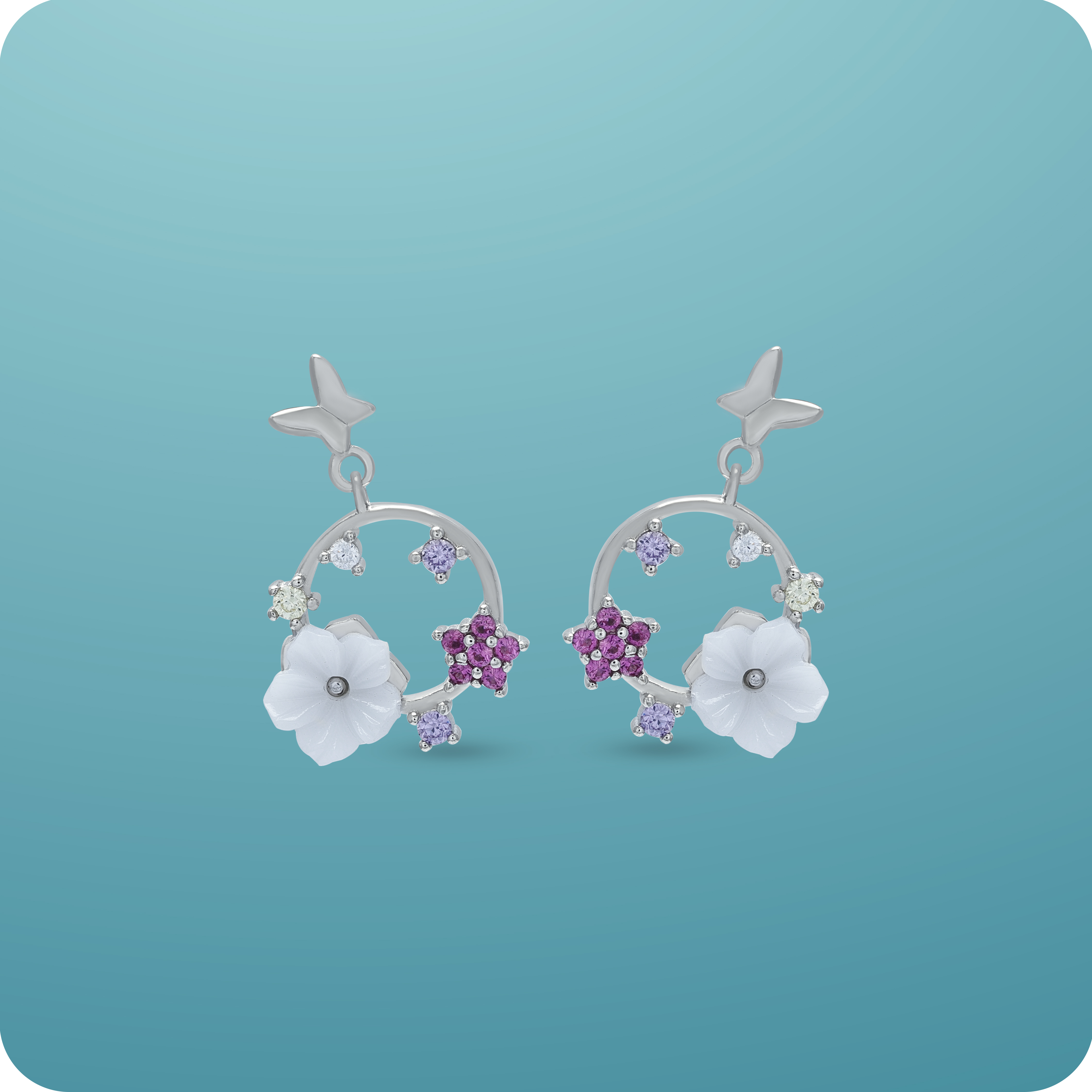Shop Exquisite Fancy Floral Silver Earrings | GRT Jewels