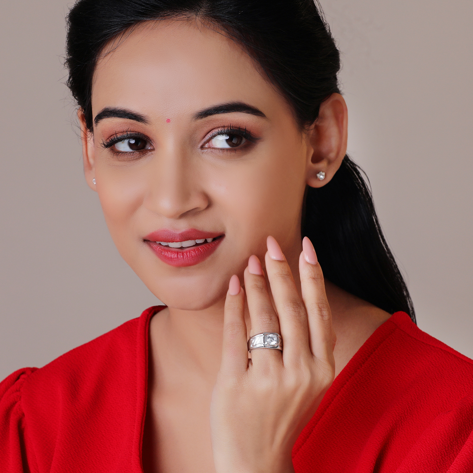 Shop Classy Single Stone Adjustable Silver Ring Online at Best Prices | GRT