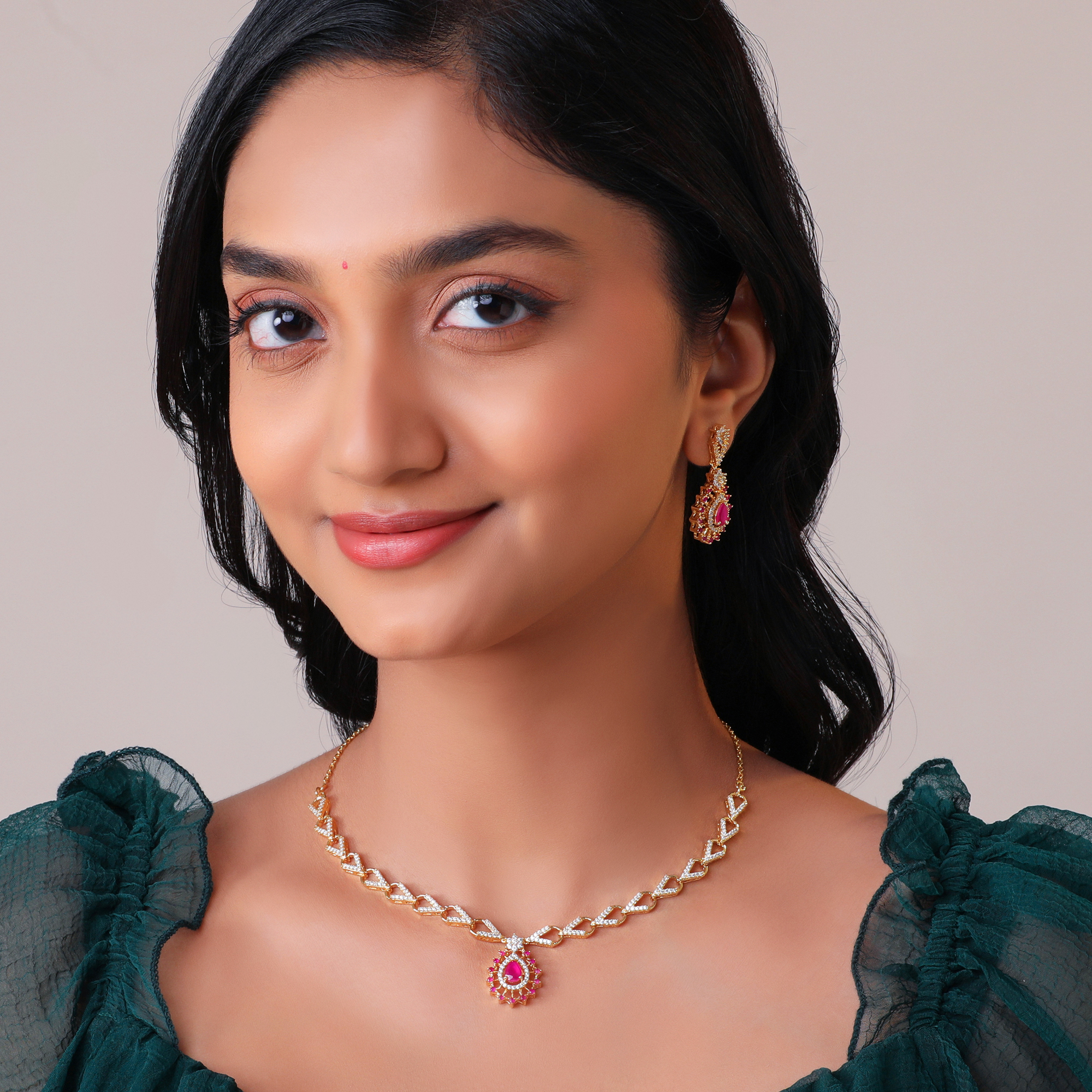 Buy Gleaming Petite Floral Silver Necklace Set |GRT Jewellers