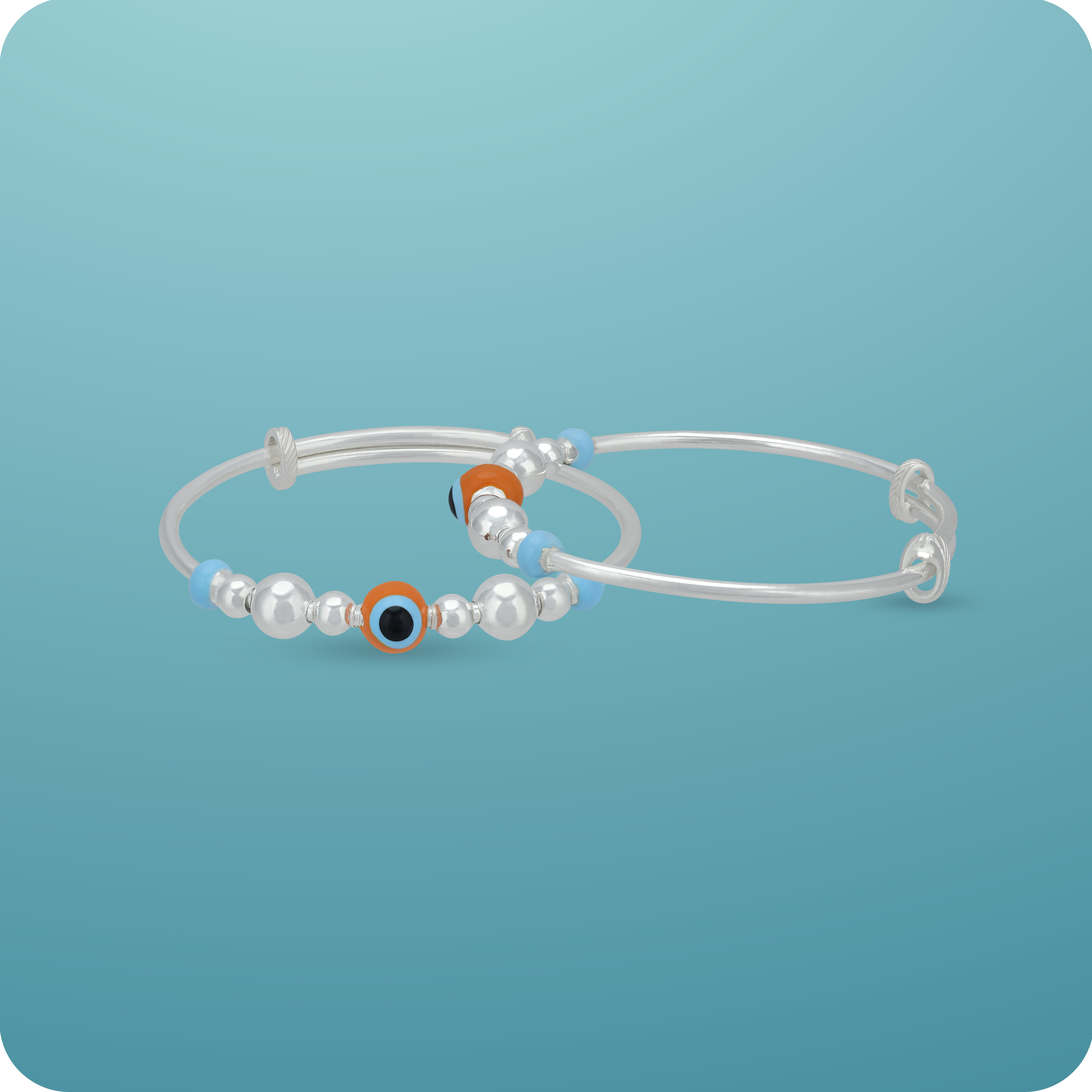 Buy Opulent Evil Eye Enamel Coated Adjustable Silver Bangles |GRT Jewellers