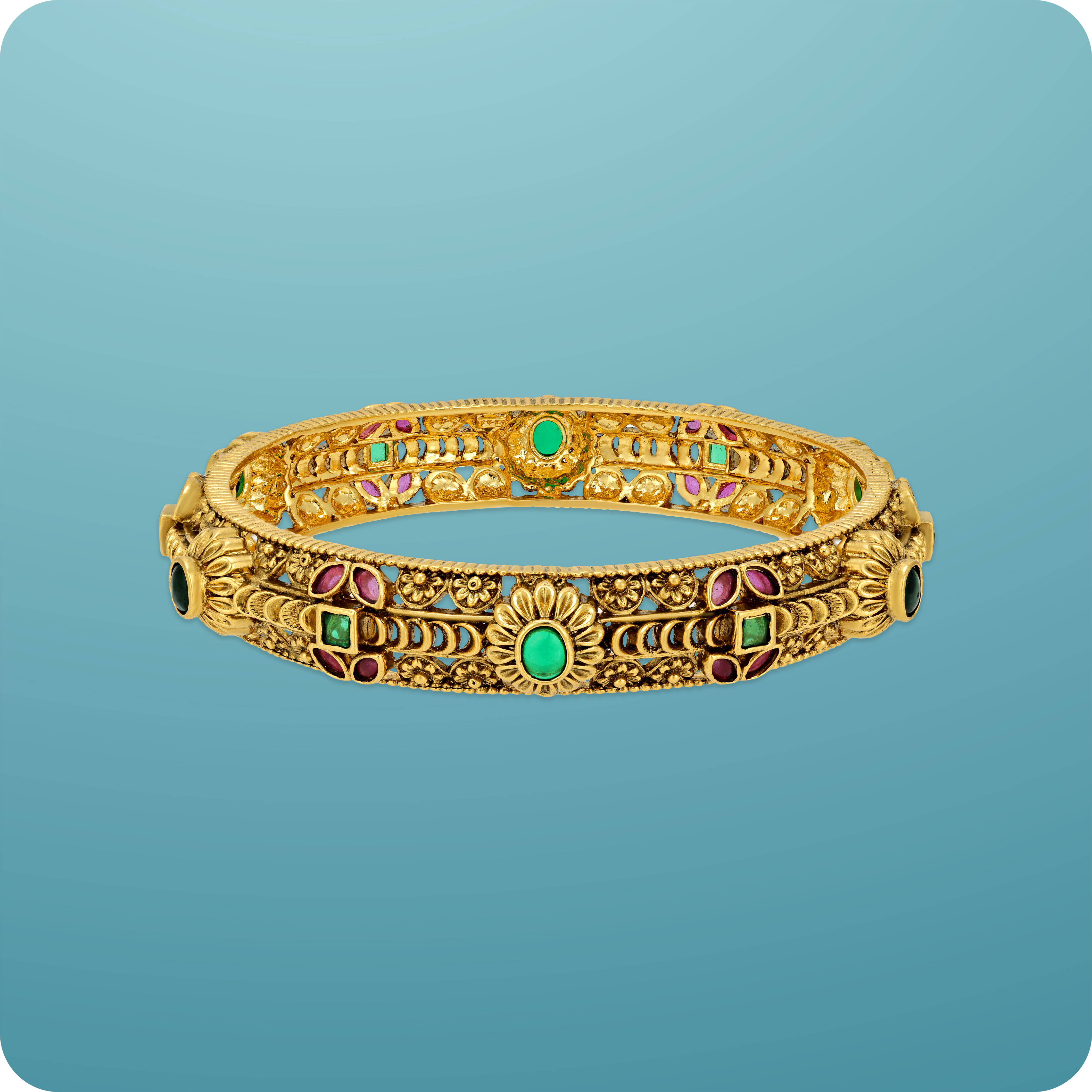 Buy Glorious Floral Silver Bangle |GRT Jewellers