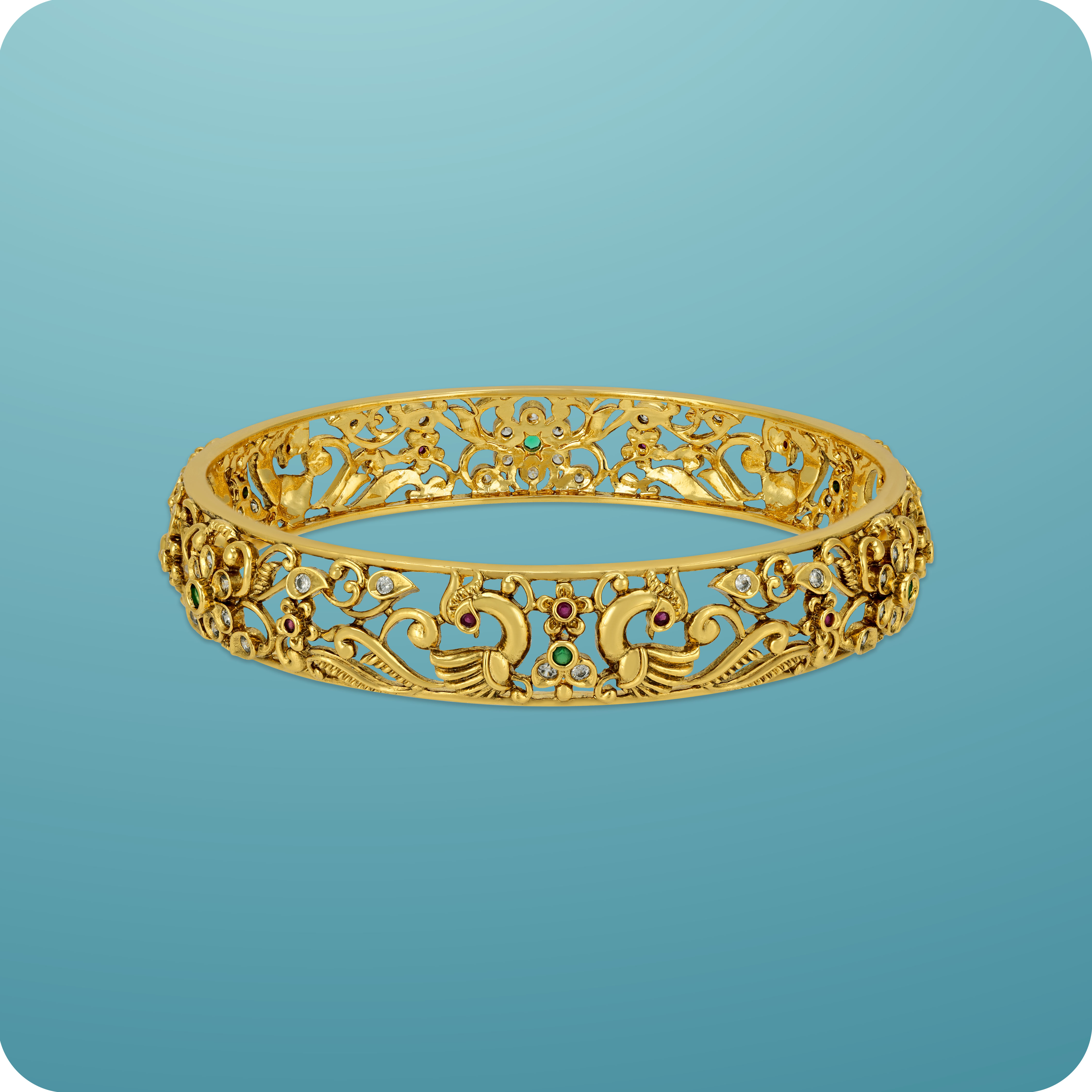 Buy Exuberant Mayuri Silver Bangle |GRT Jewellers