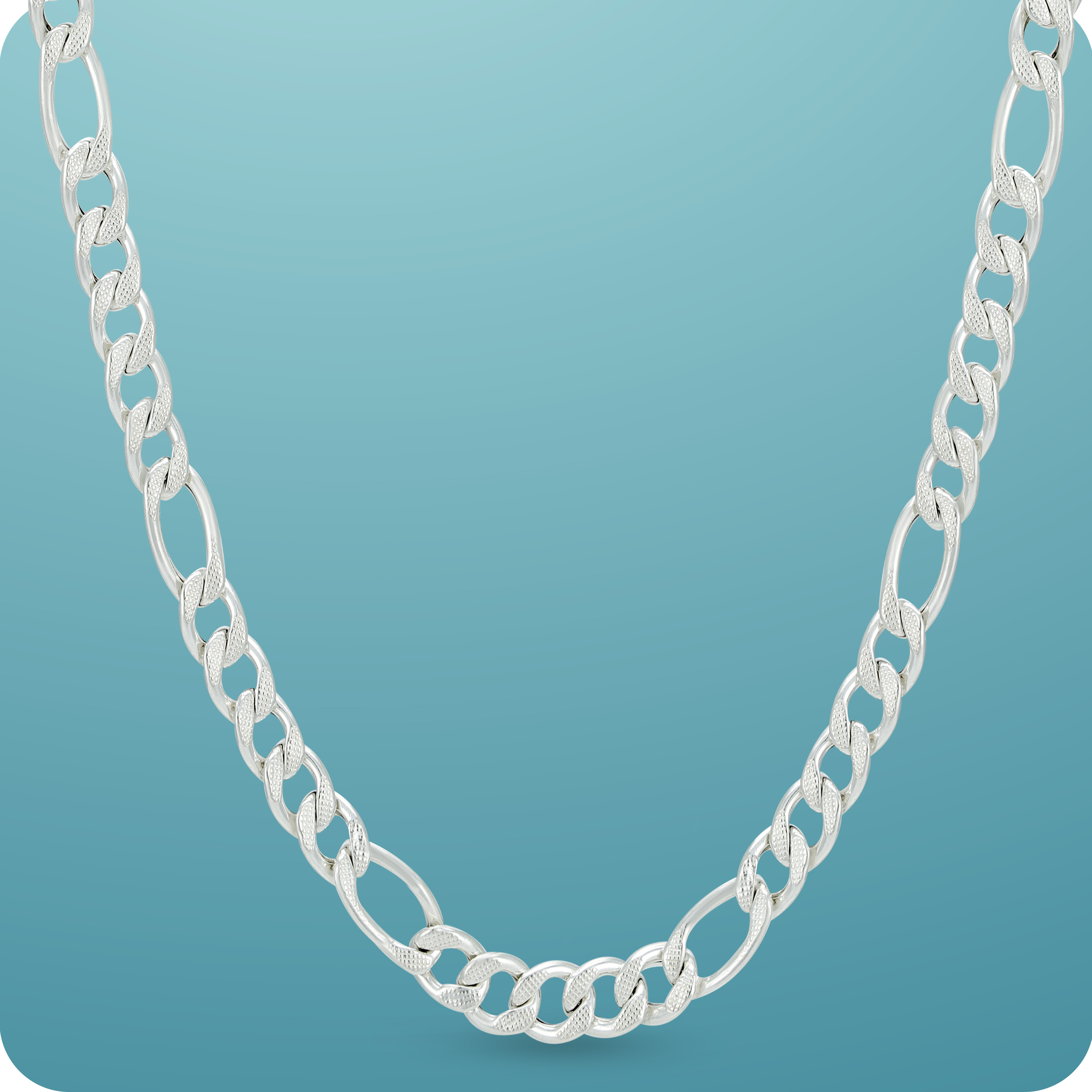 925 Elegant Figaro Pattern Silver Chain for Men and Women | GRT Jewels