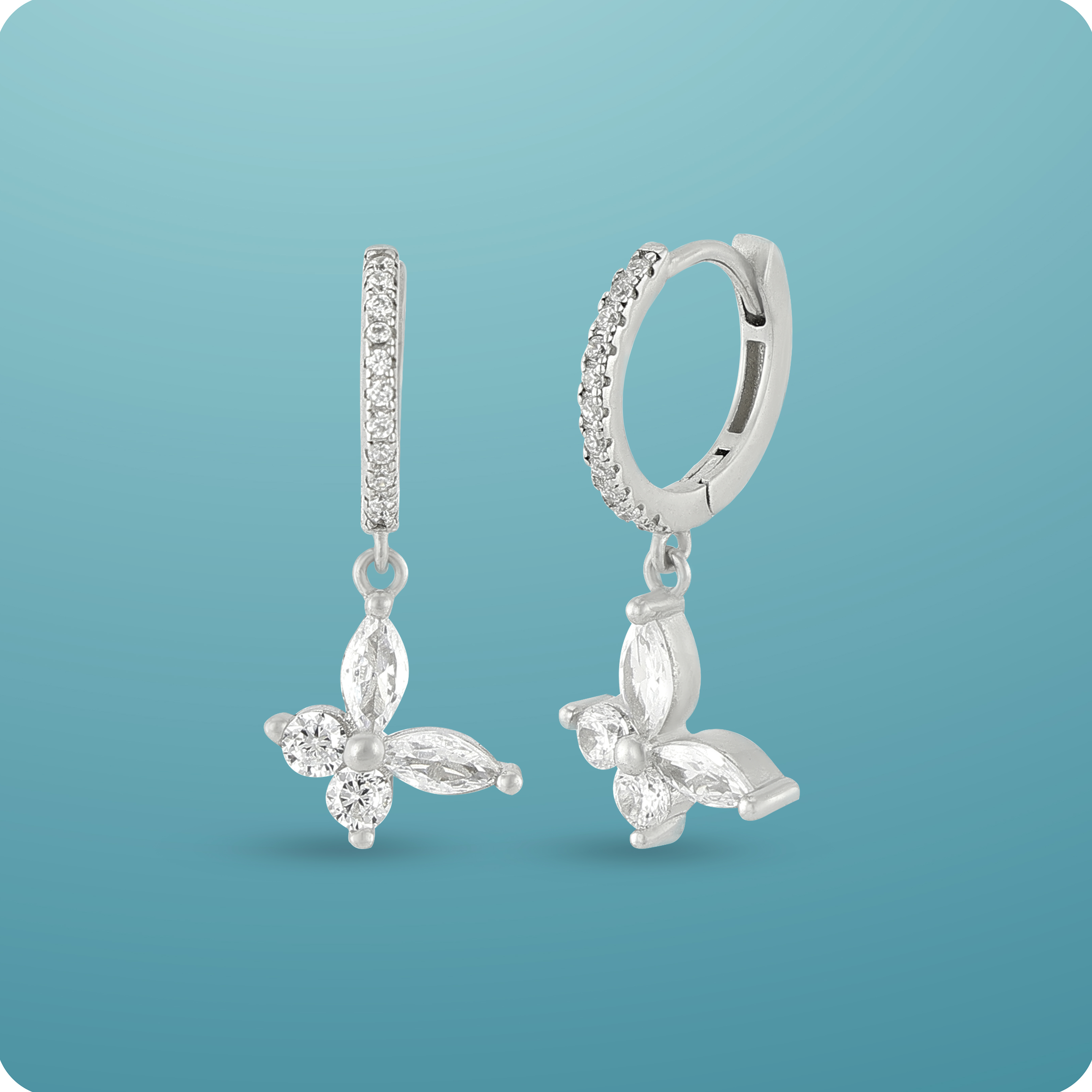 Buy Alluring Butterfly Drops Silver Earrings |GRT Jewellers