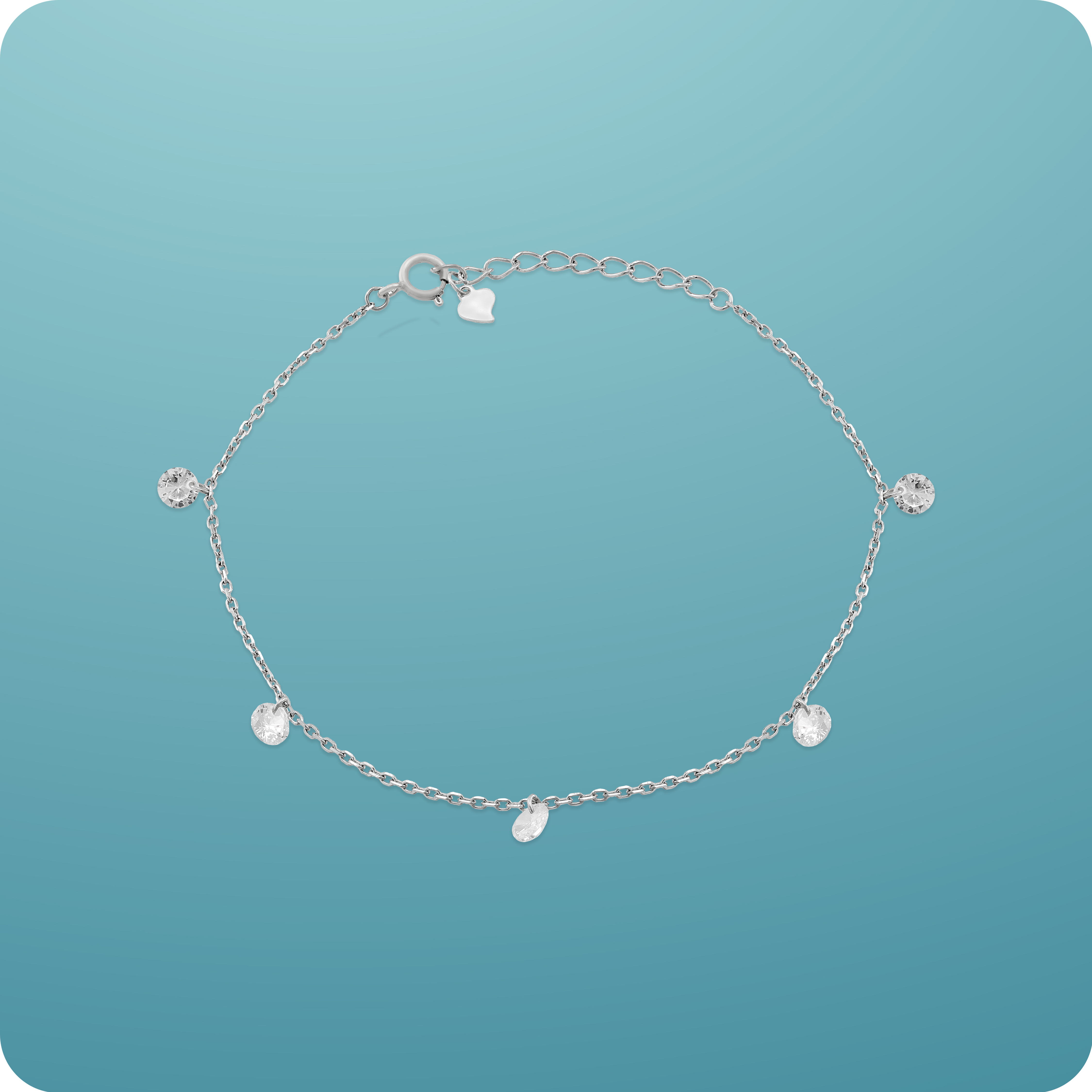 Shop Gleaming White Stone Charms Silver Bracelet Online in India | GRT