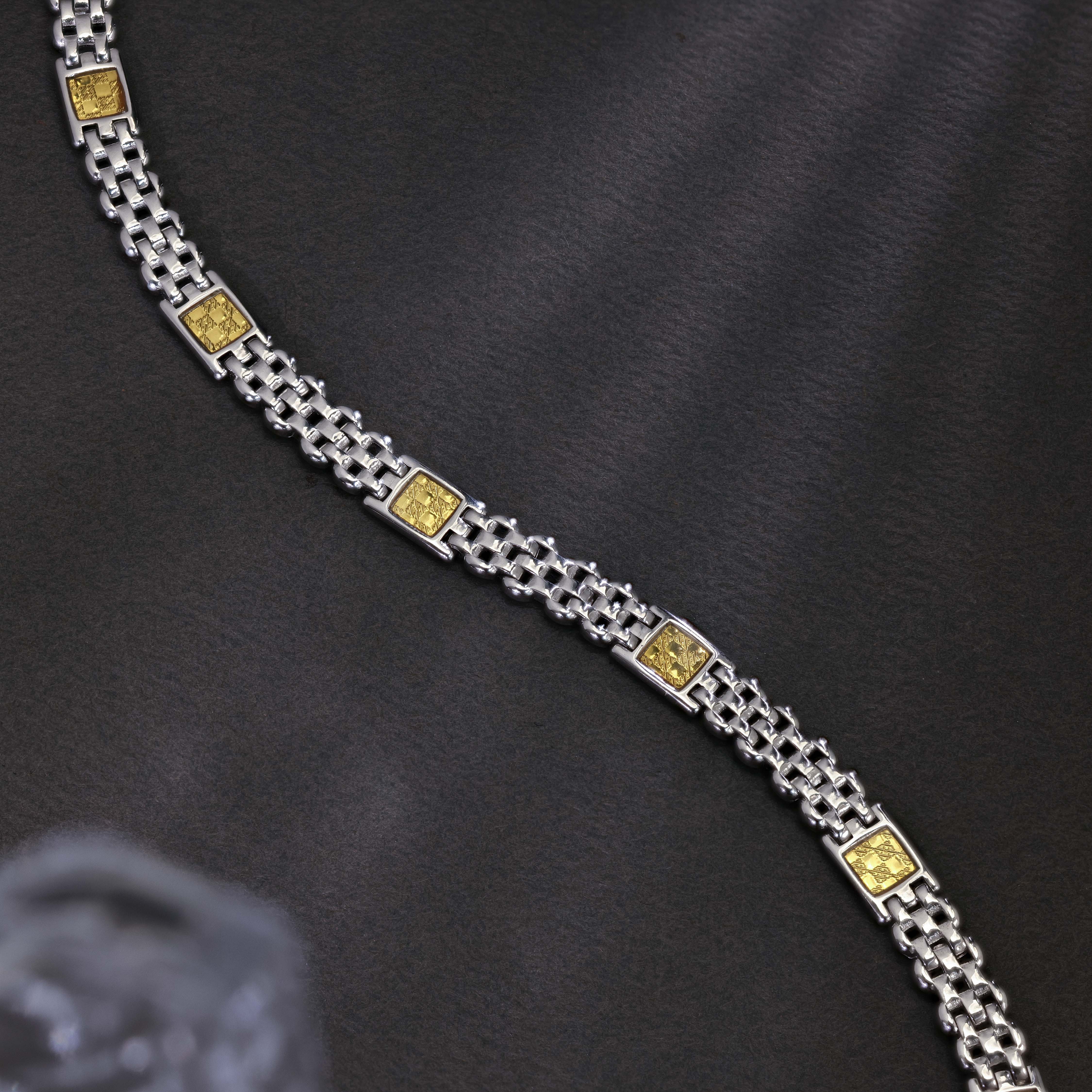Buy Stunning Golden Enamel Inlays Silver Bracelet|GRT Jewellers