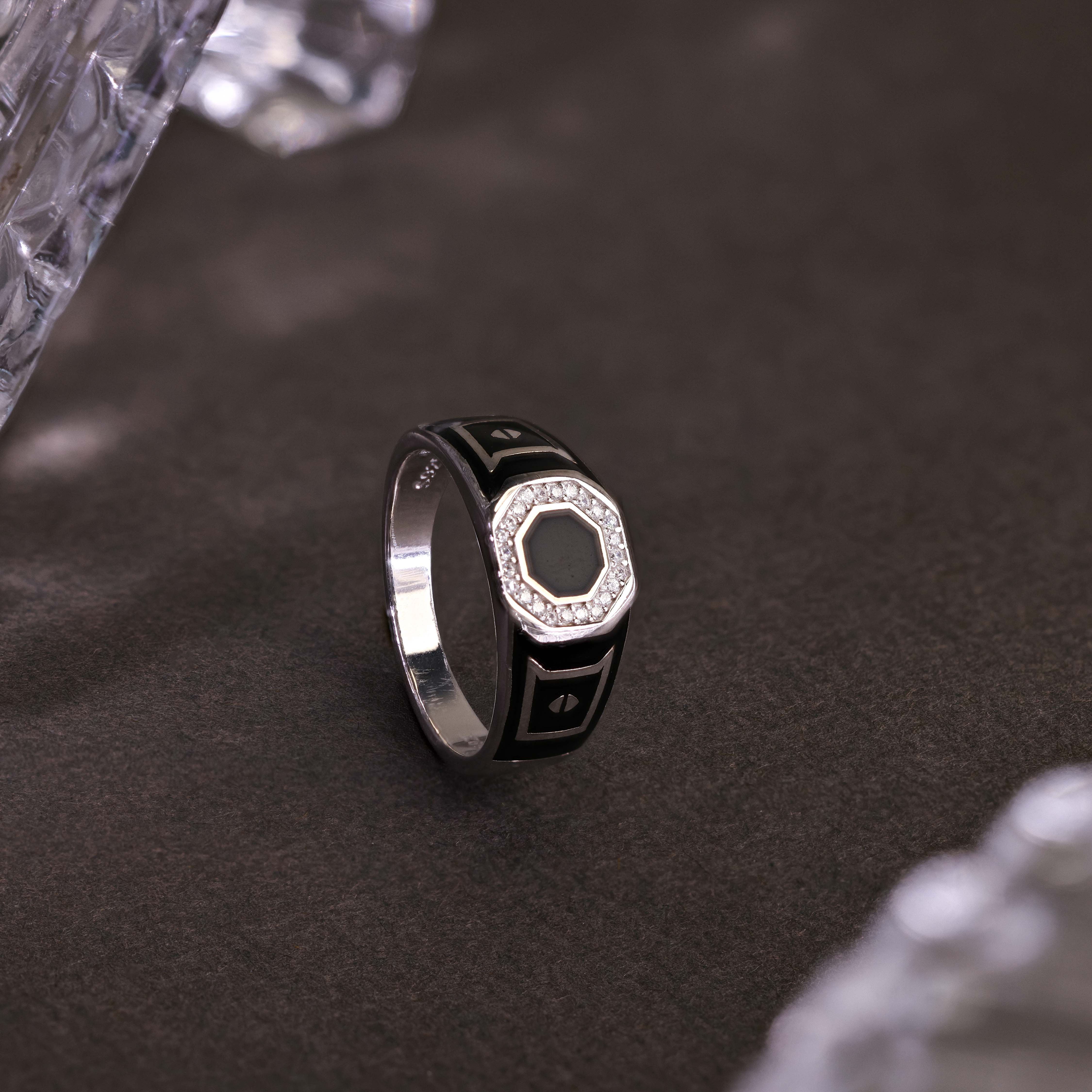 Buy Classic Octagon Pattern Silver Ring|GRT Jewellers