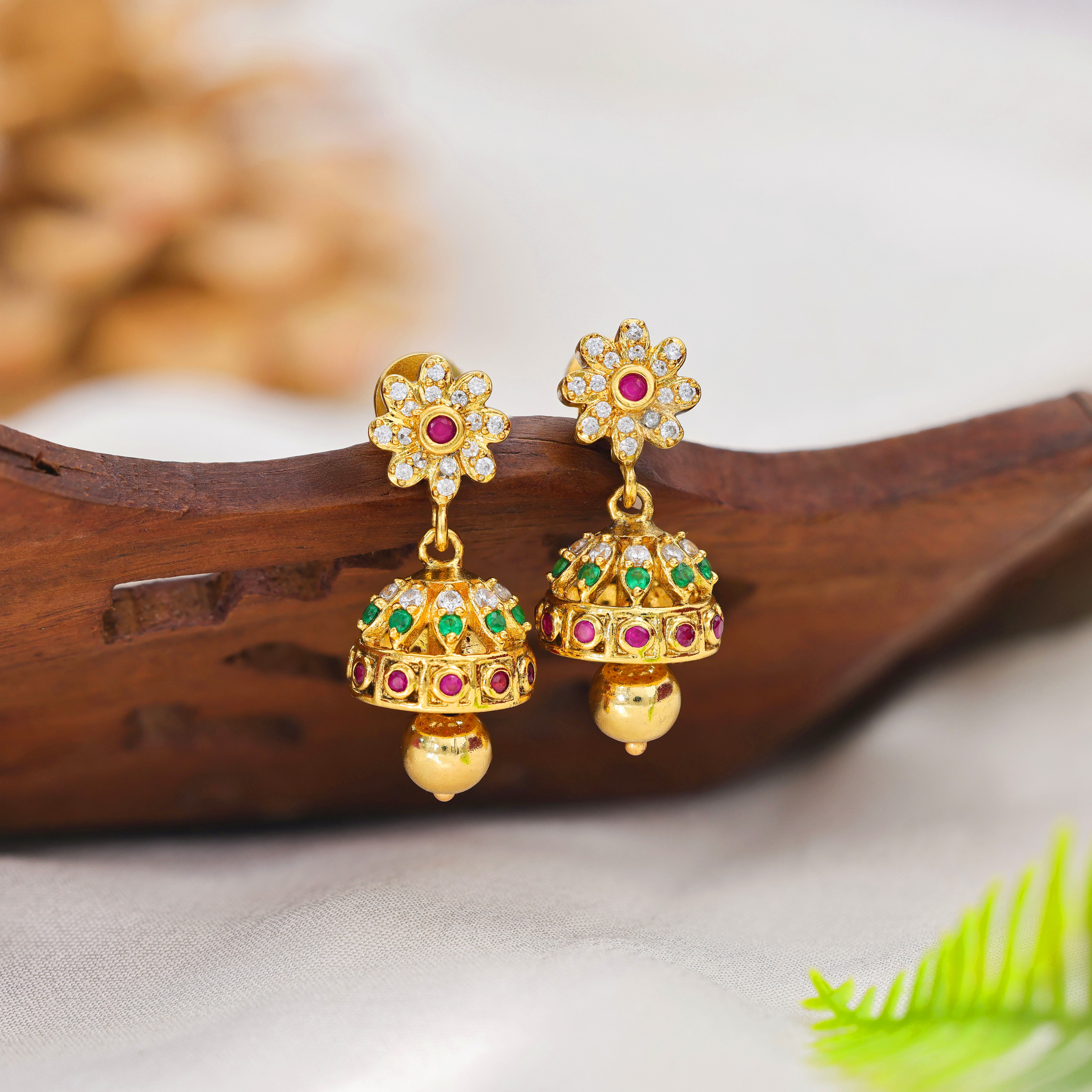 Buy Dazzling Multicolor Flower Silver Jhumka Earrings | GRT Jewellers
