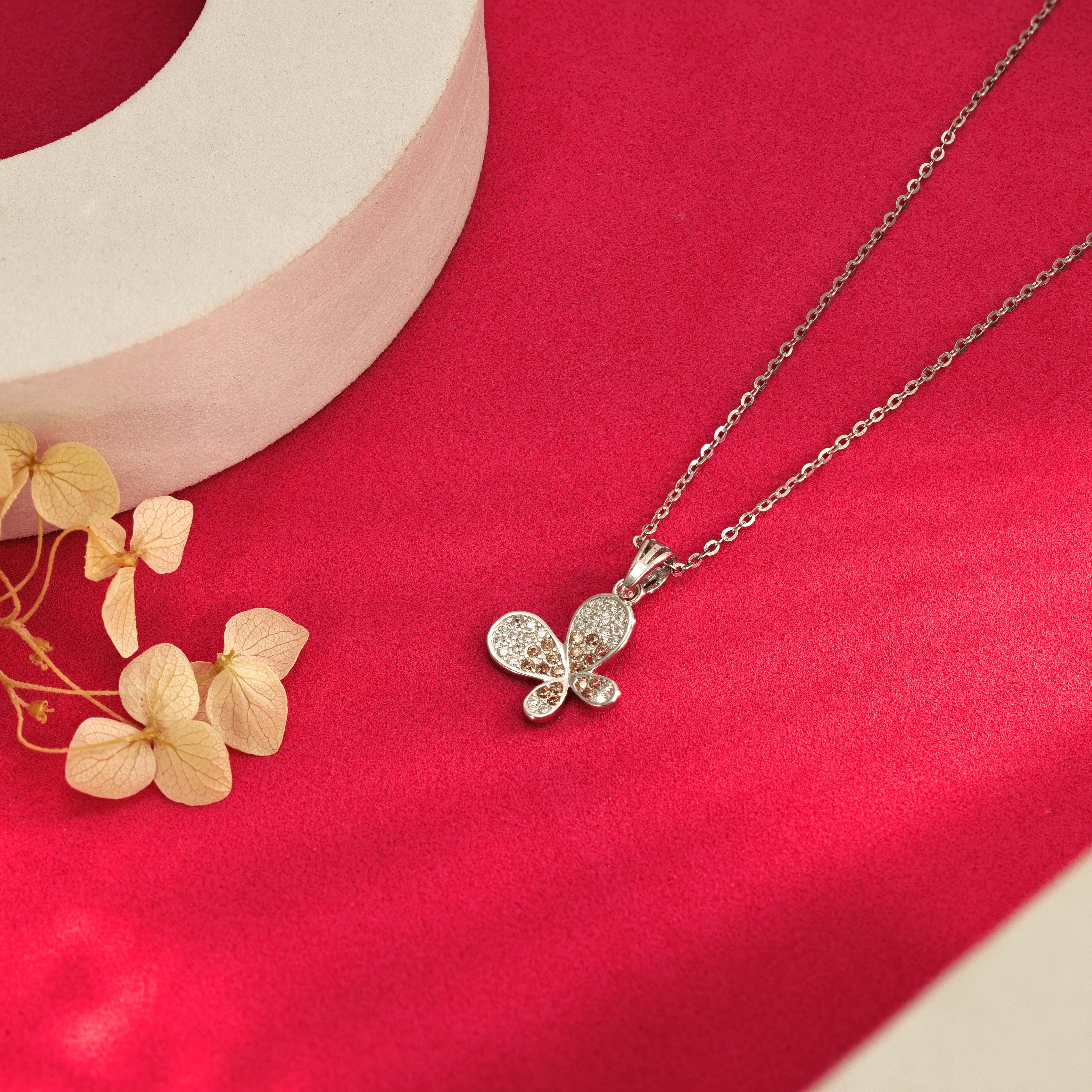Buy Modern Butterfly Silver Pendant | GRT Jewellers