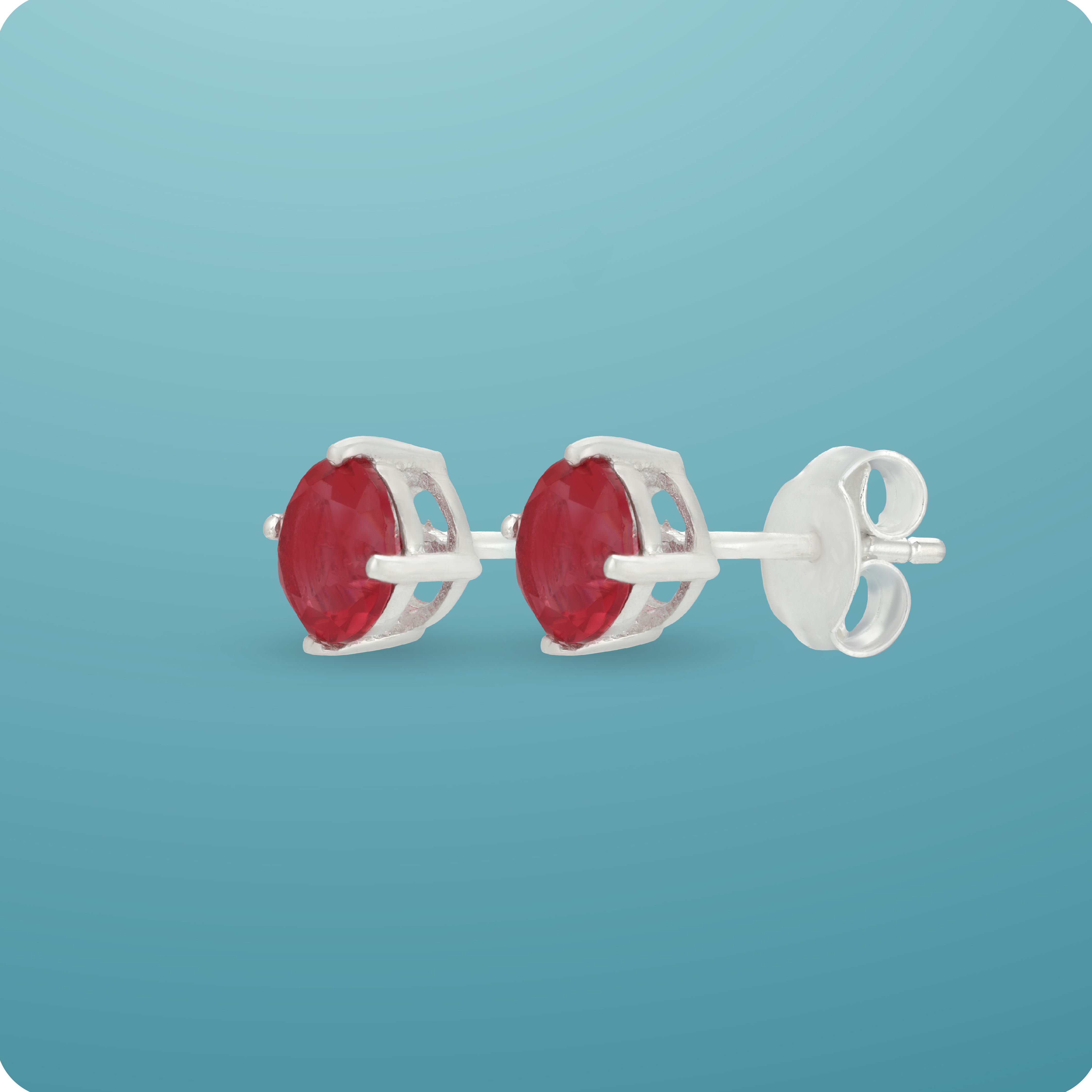 Buy Romantic Red Stone Silver Earrings |GRT Jewellers