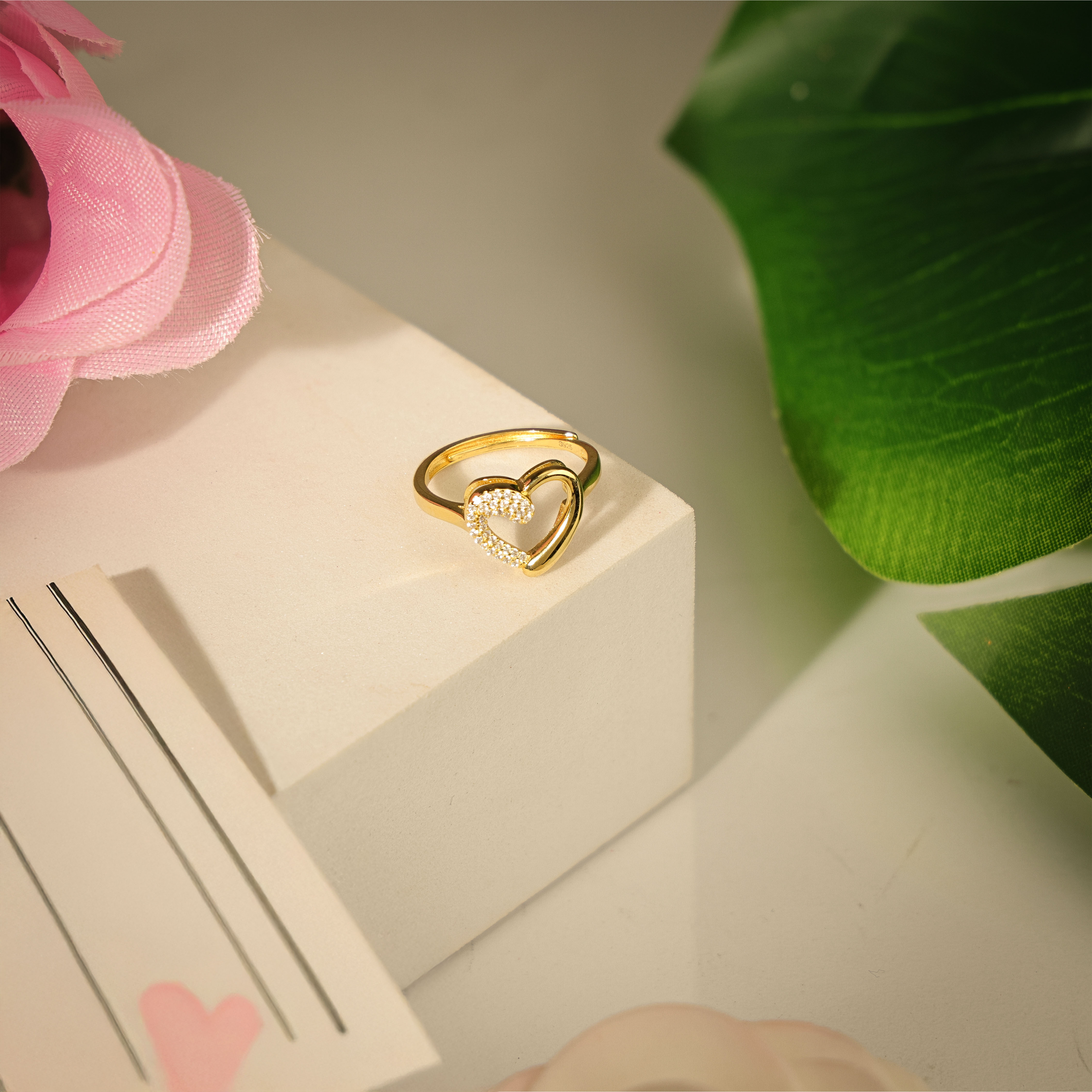 Buy Sparkle Heart Adjustable Silver Ring For Women Online - GRT