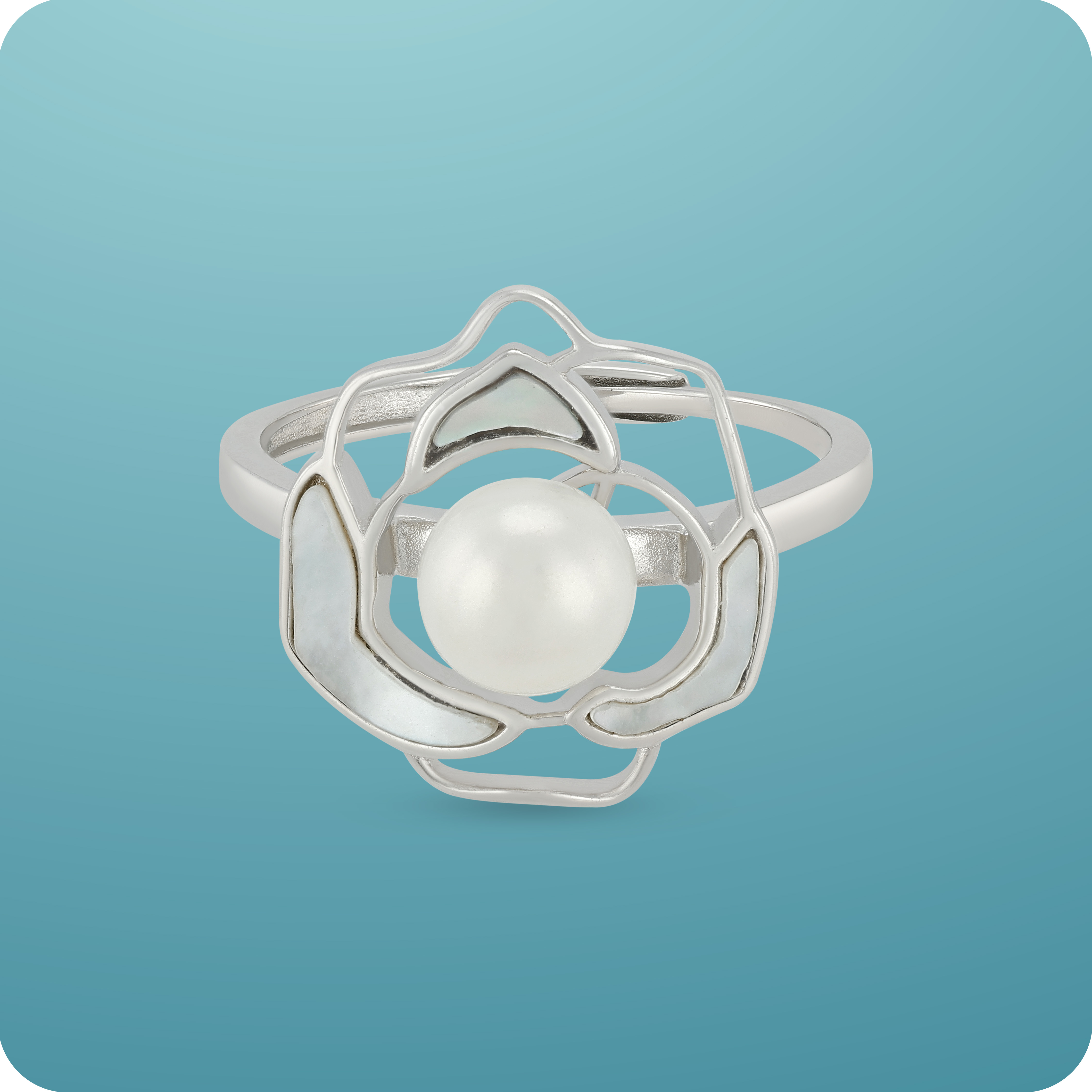 Buy Elegant Rose-Shaped Setting With Pearl Adjustable Silver Ring |GRT ...