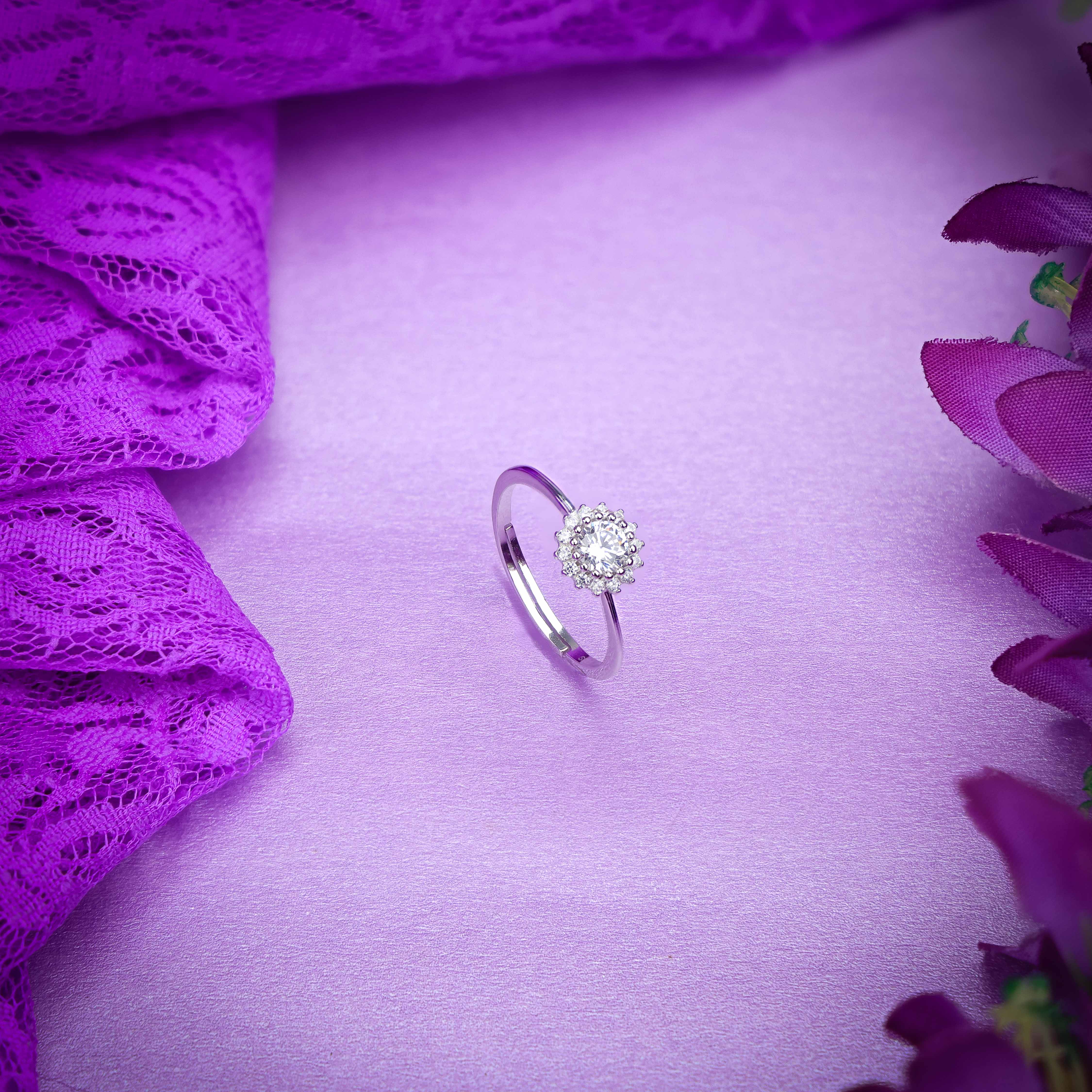 Buy Radiant Floral Silver Ring - Valentine Collection |GRT Jewellers