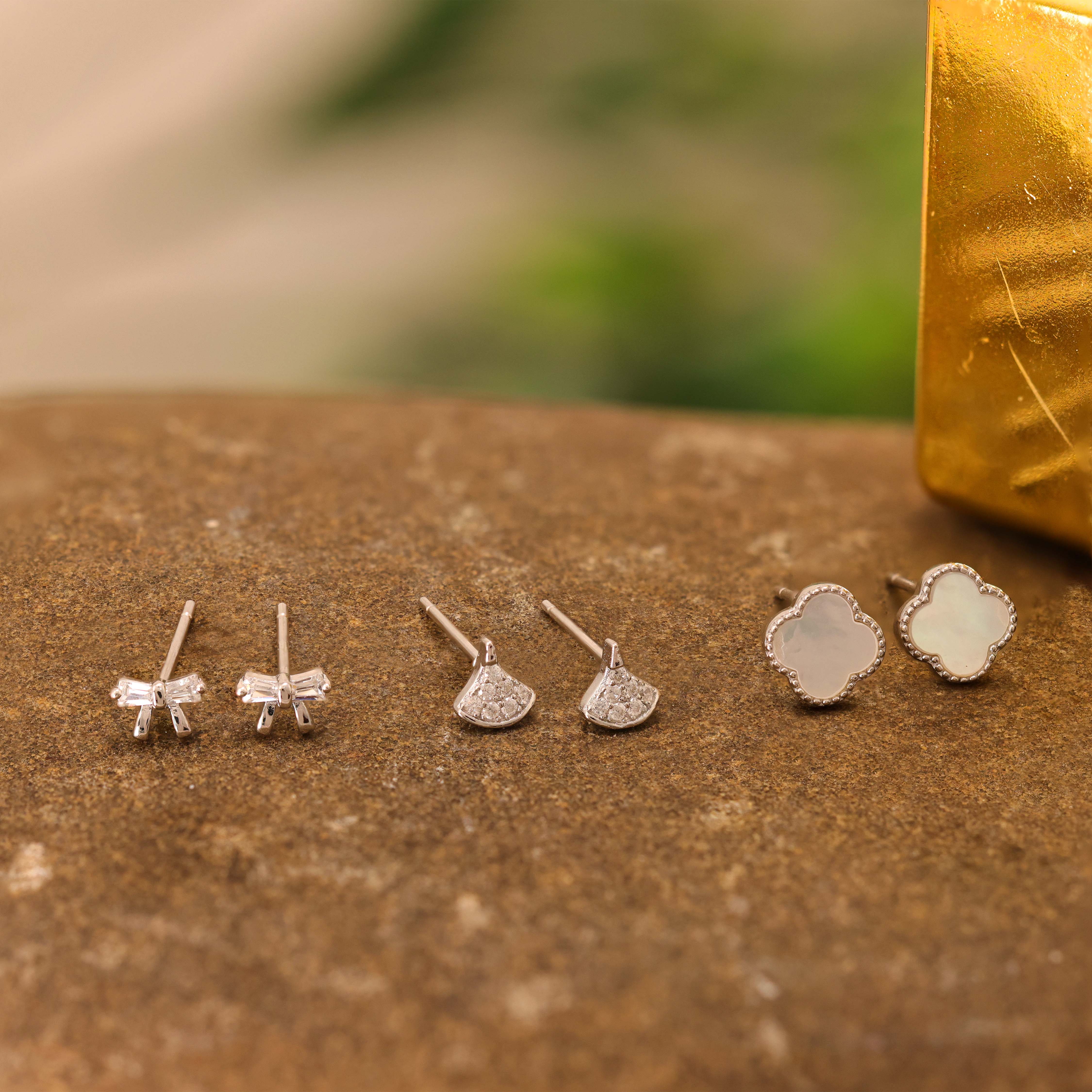 Buy Exciting Trendy 3 Stud Silver Earrings |GRT Jewellers