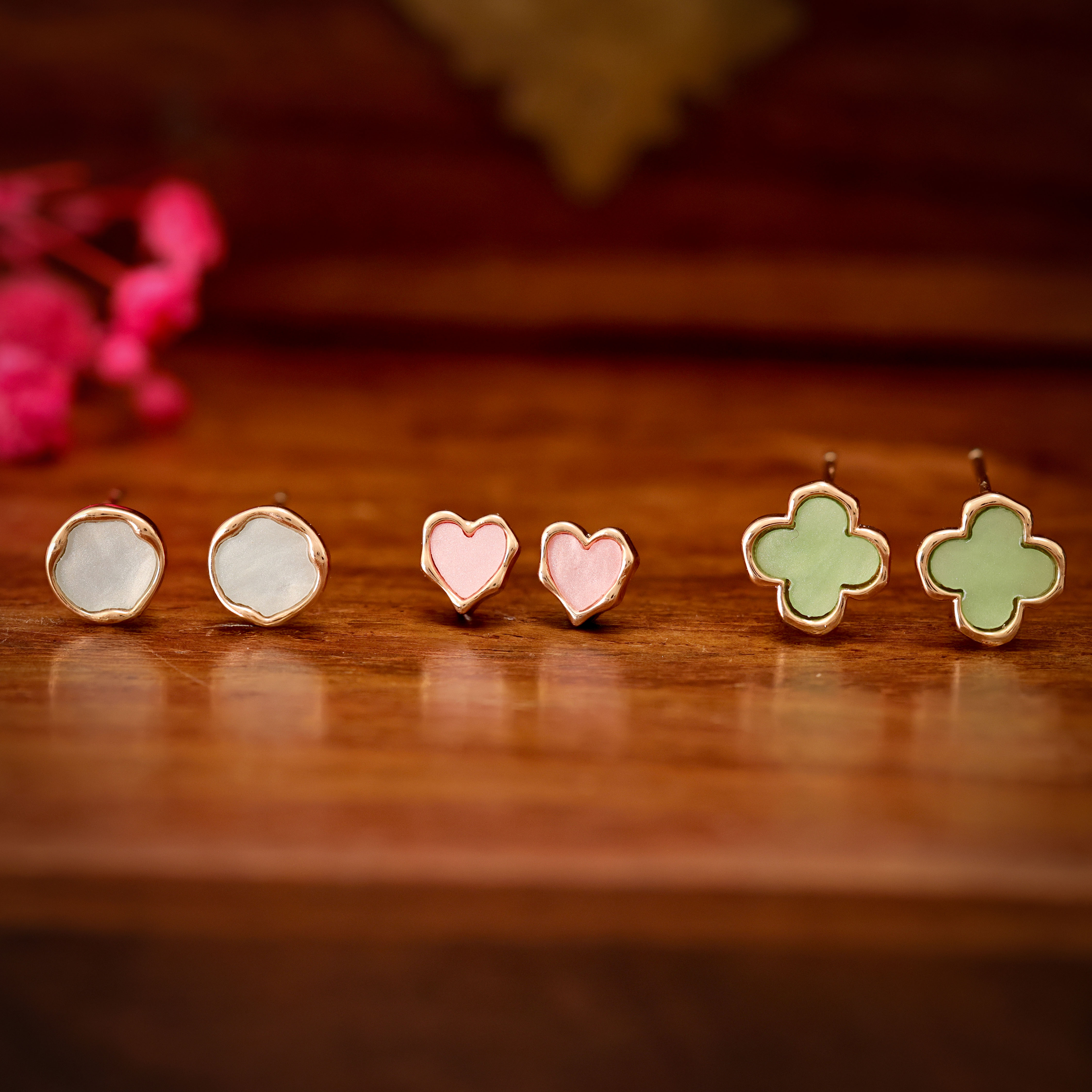 Buy Classic Enamel 3 Stud Silver Earrings |GRT Jewellers