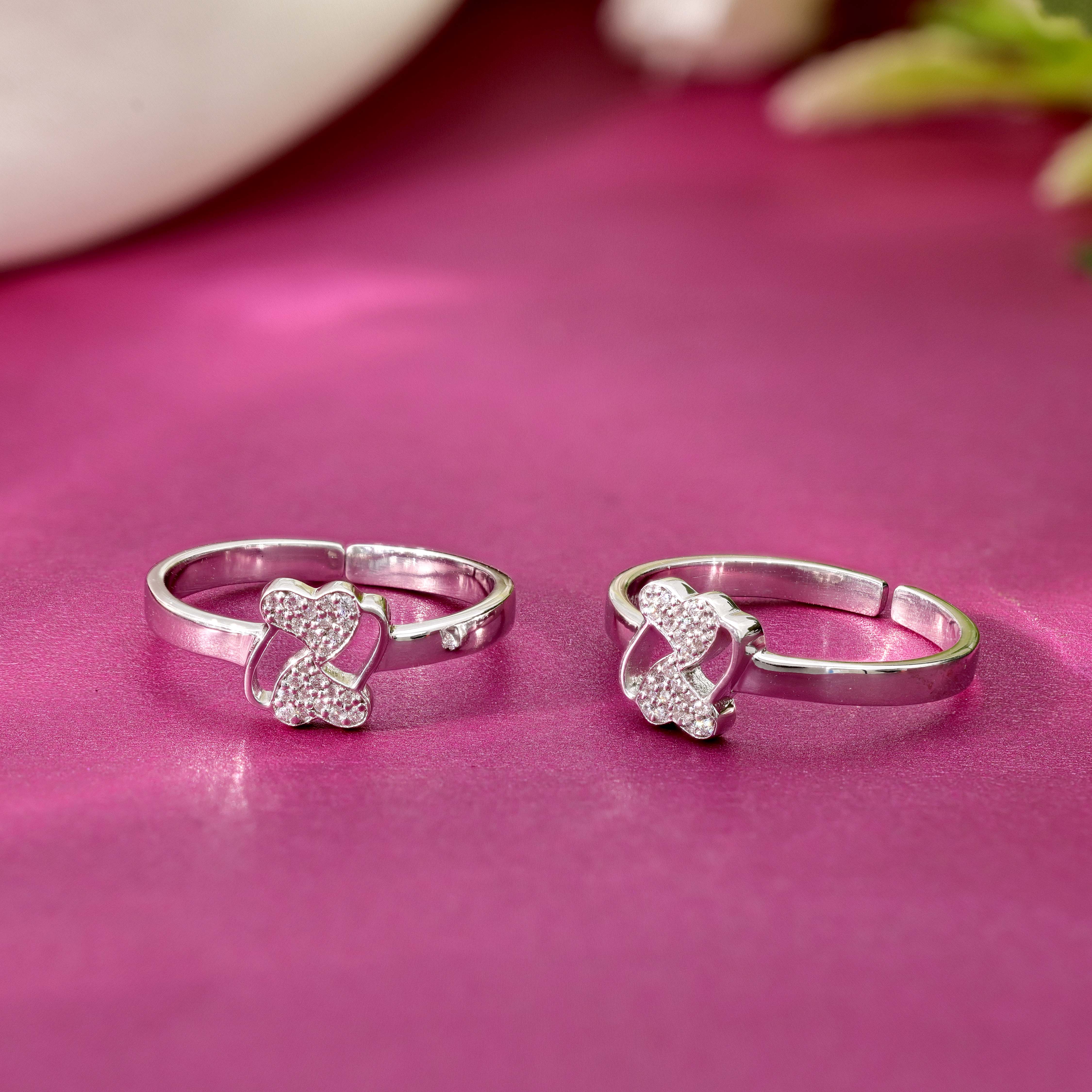 Buy Double Heart Silver Adjustable Toe Ring | GRT Jewellers