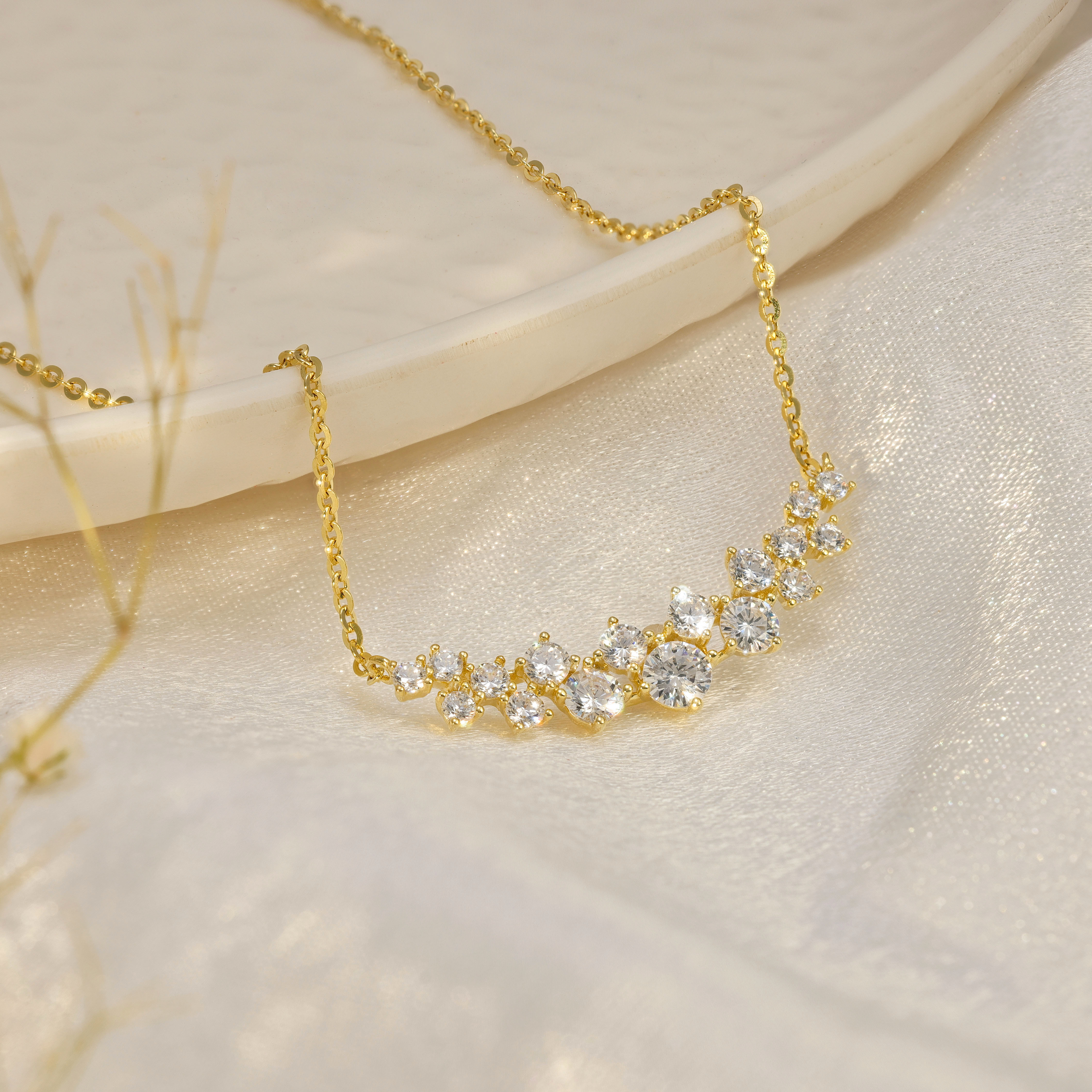 Buy Effulgent Sparkle Silver Necklace | GRT Jewellers