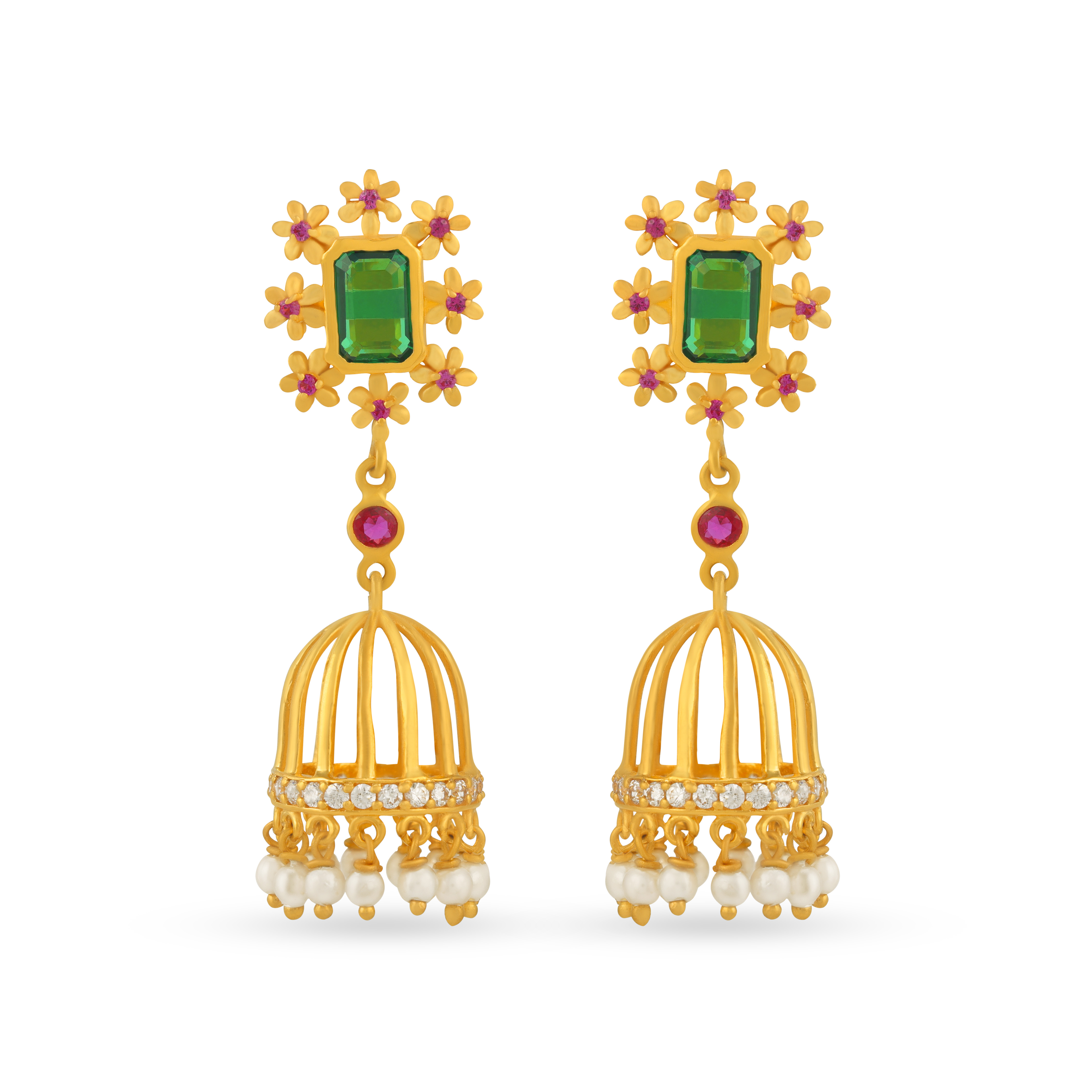 Buy Stylish Opulent Floral Jhumkas Gold Earrings for Women Online - GRT Jewels