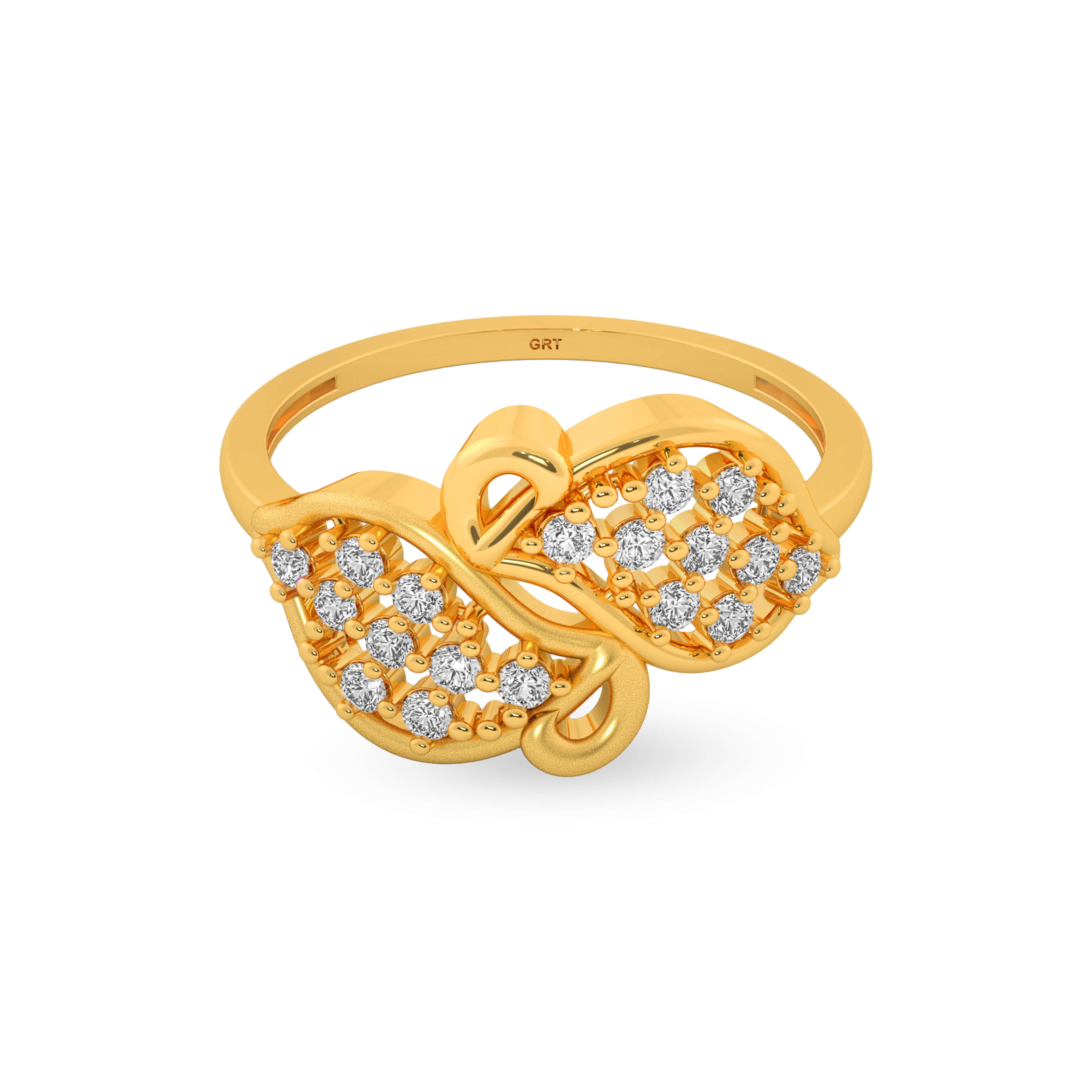 Buy Effulgent Stoned Paisley Design Gold Ring |GRT Jewellers