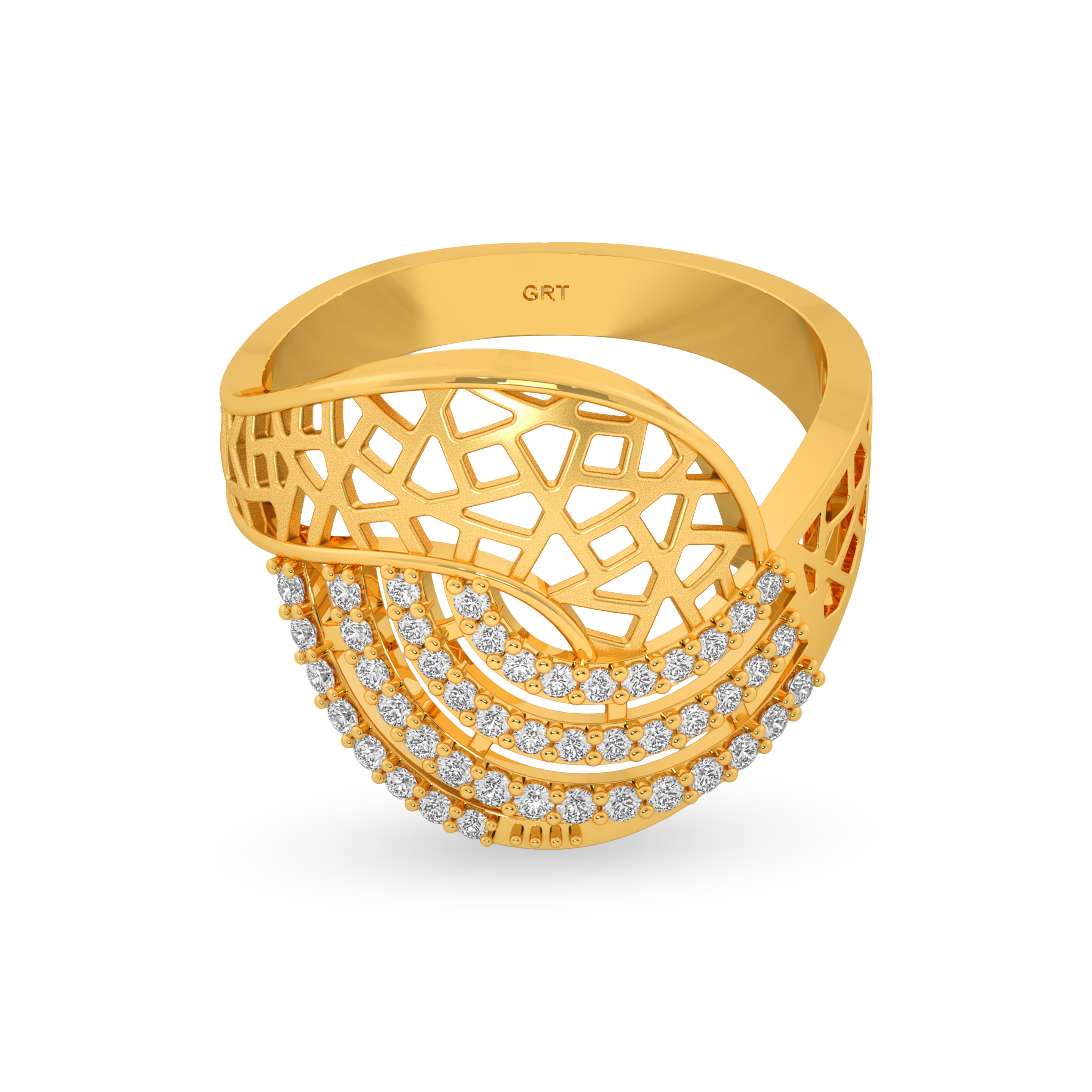 Buy Trendy Layered White Stone Gold Ring |GRT Jewellers