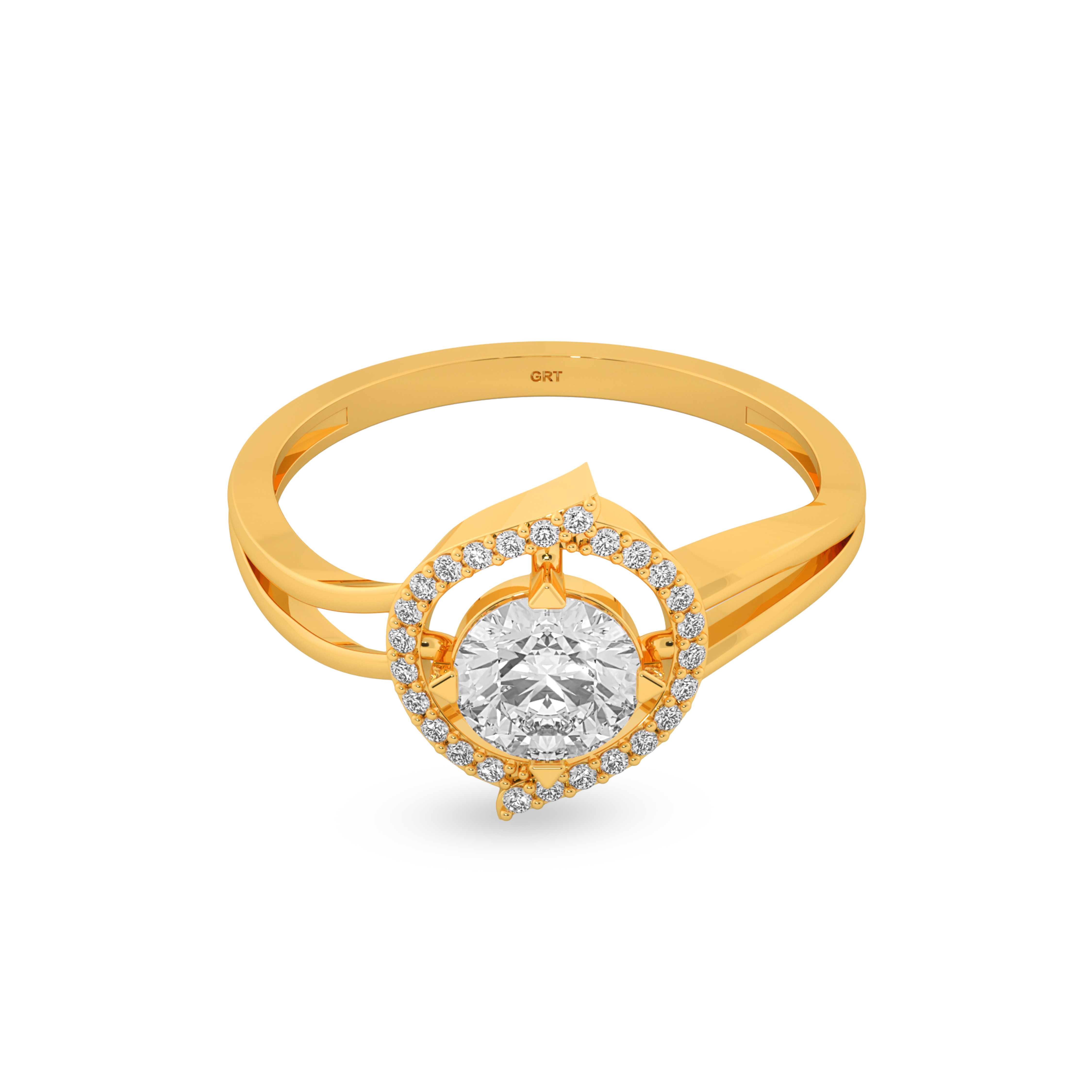 Buy Glinting Single Stoned Gold Ring |GRT Jewellers