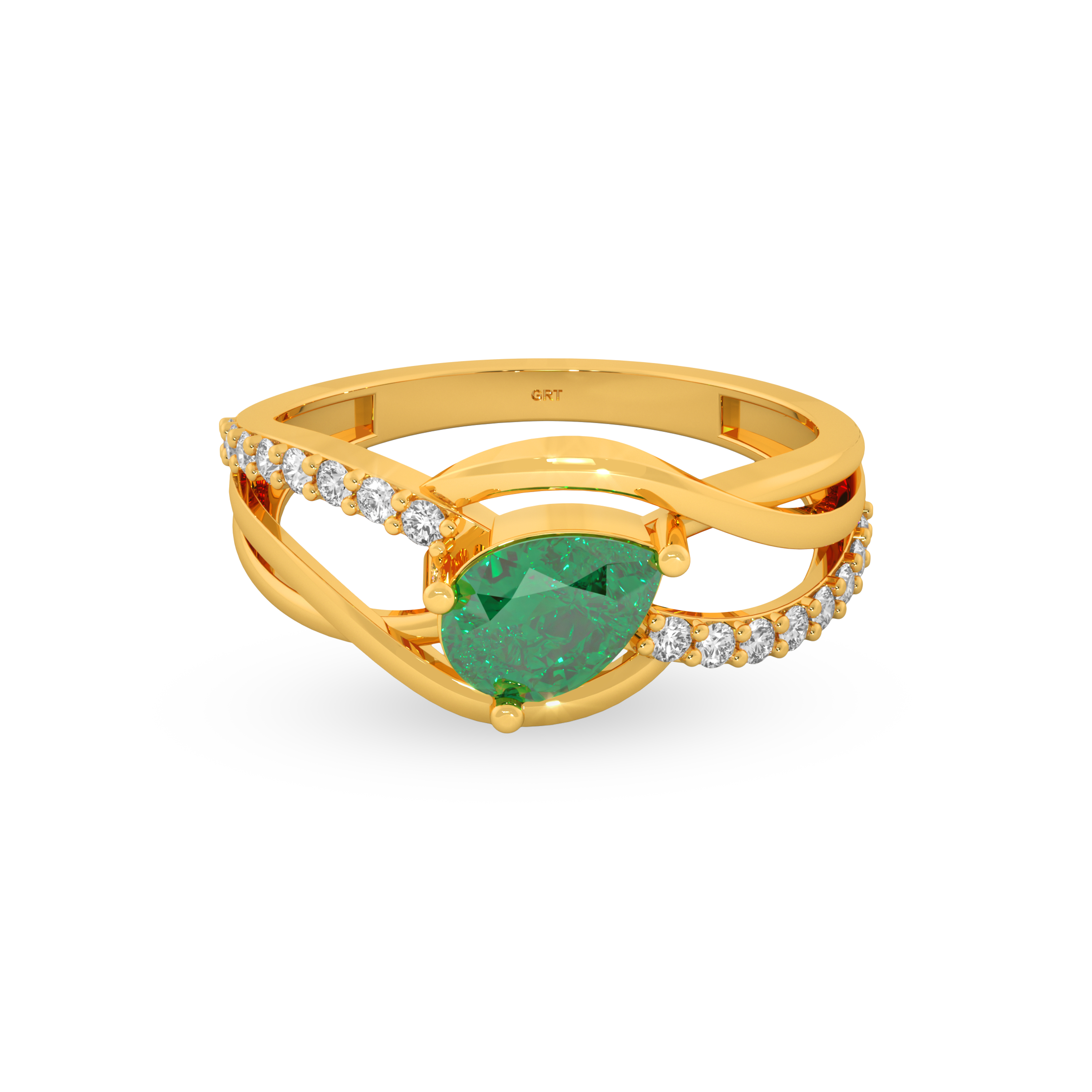 Buy Gorgeous Green Stone Gold Rings |GRT Jewellers