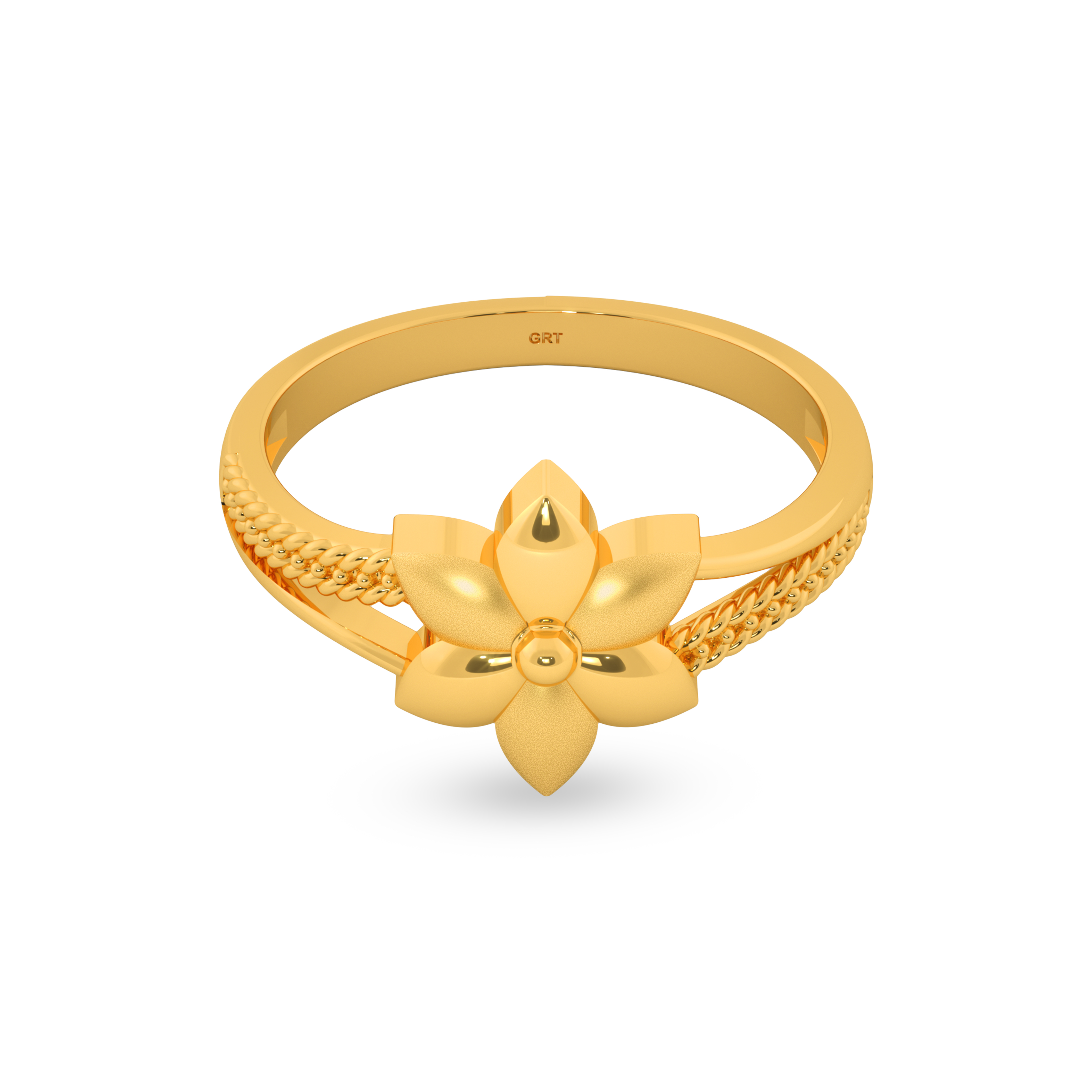 Buy Pretty Single Floral Gold Rings |GRT Jewellers