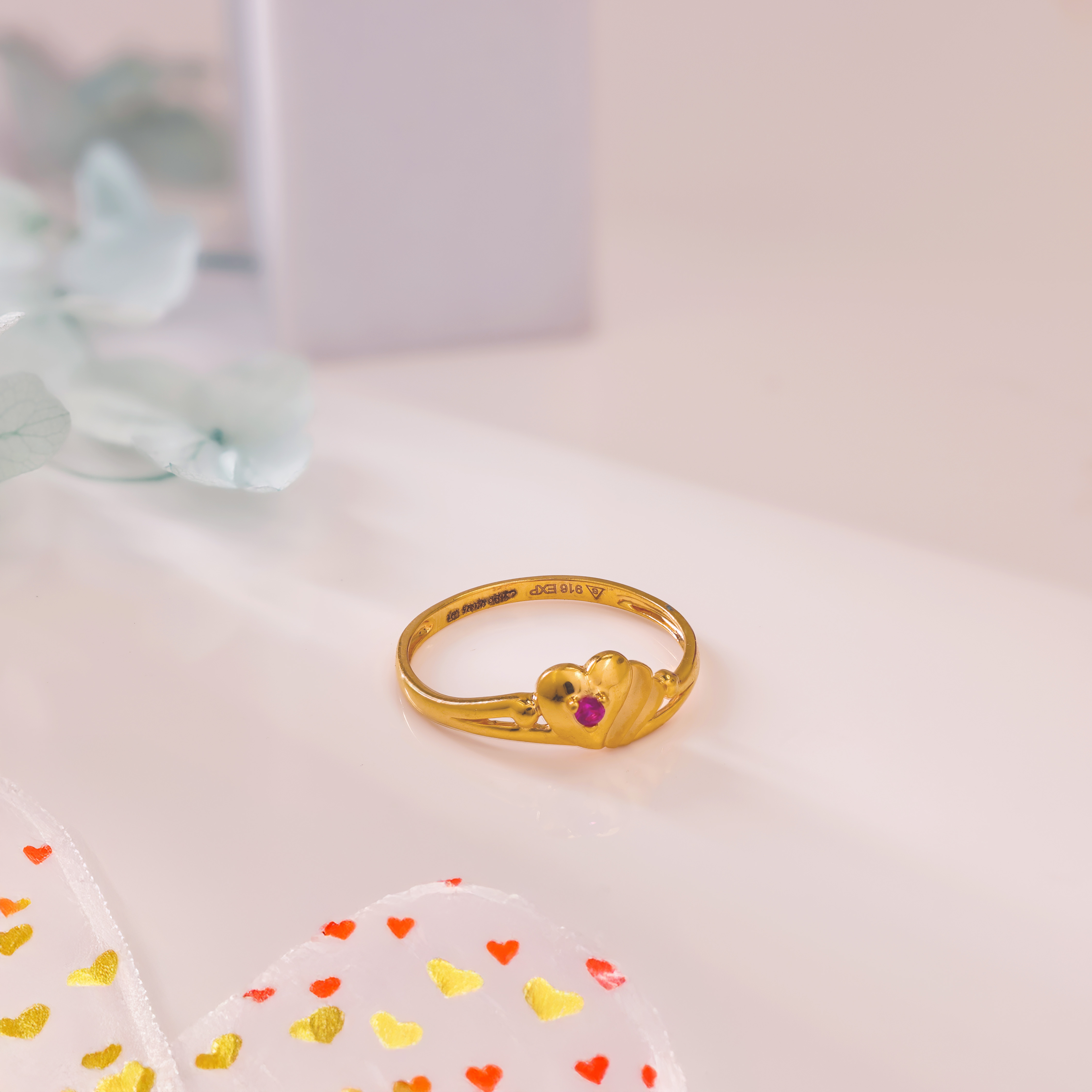Buy Delightful Heart With Pink Stone Gold Ring |GRT Jewellers