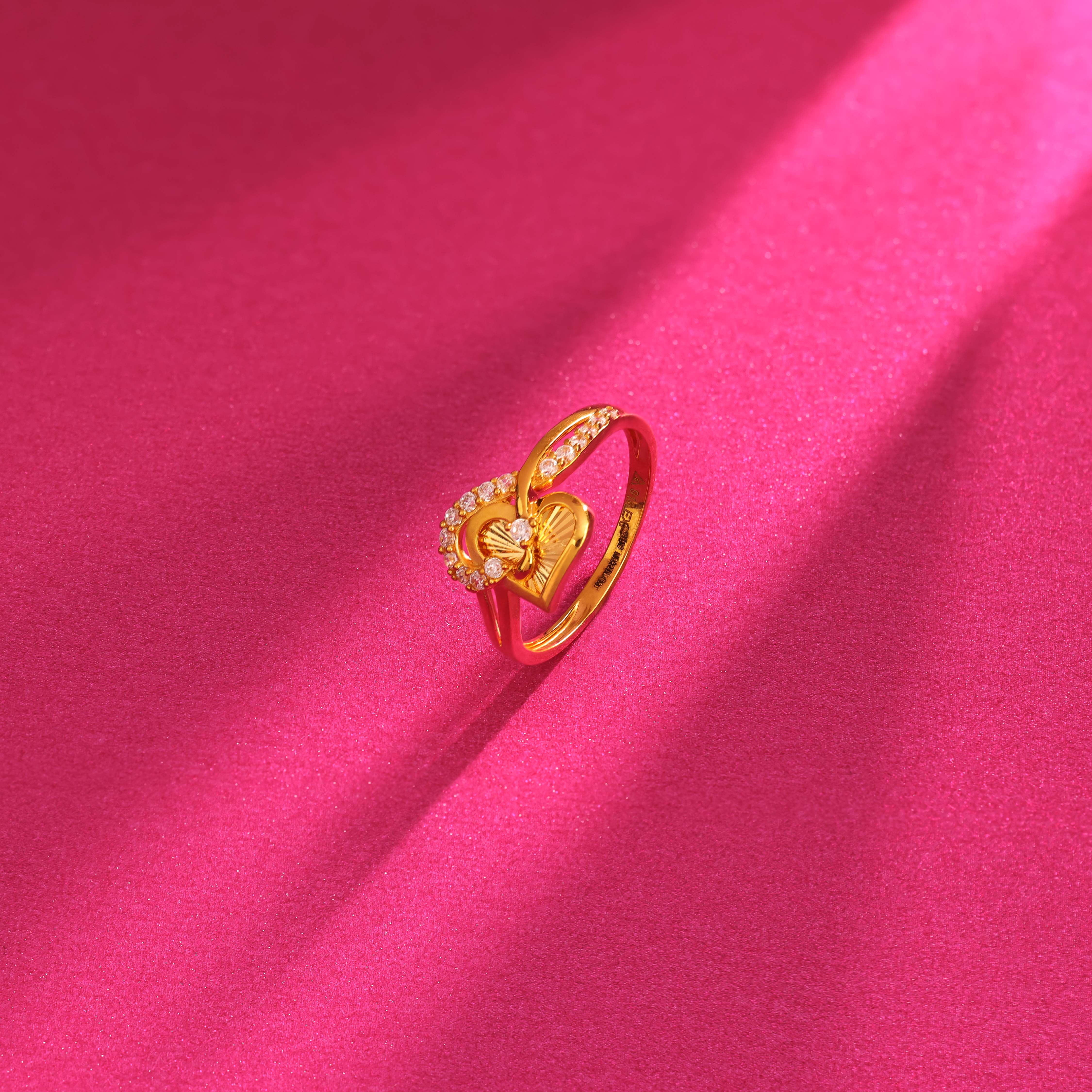 Buy Refulgent Heart Design Gold Ring |GRT Jewellers
