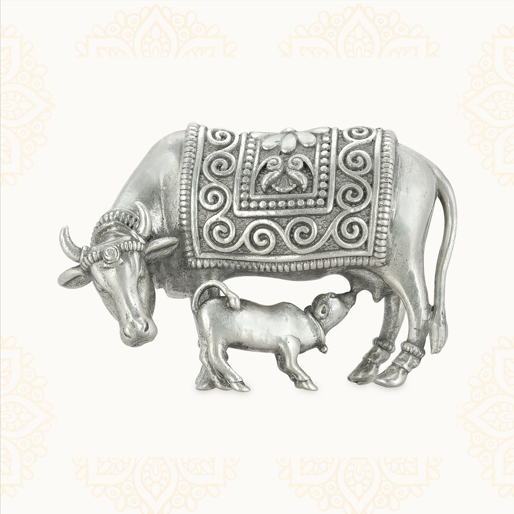 Shop Traditional Kamadhenu Silver Idol Online | 92.5 Silver Divine ...