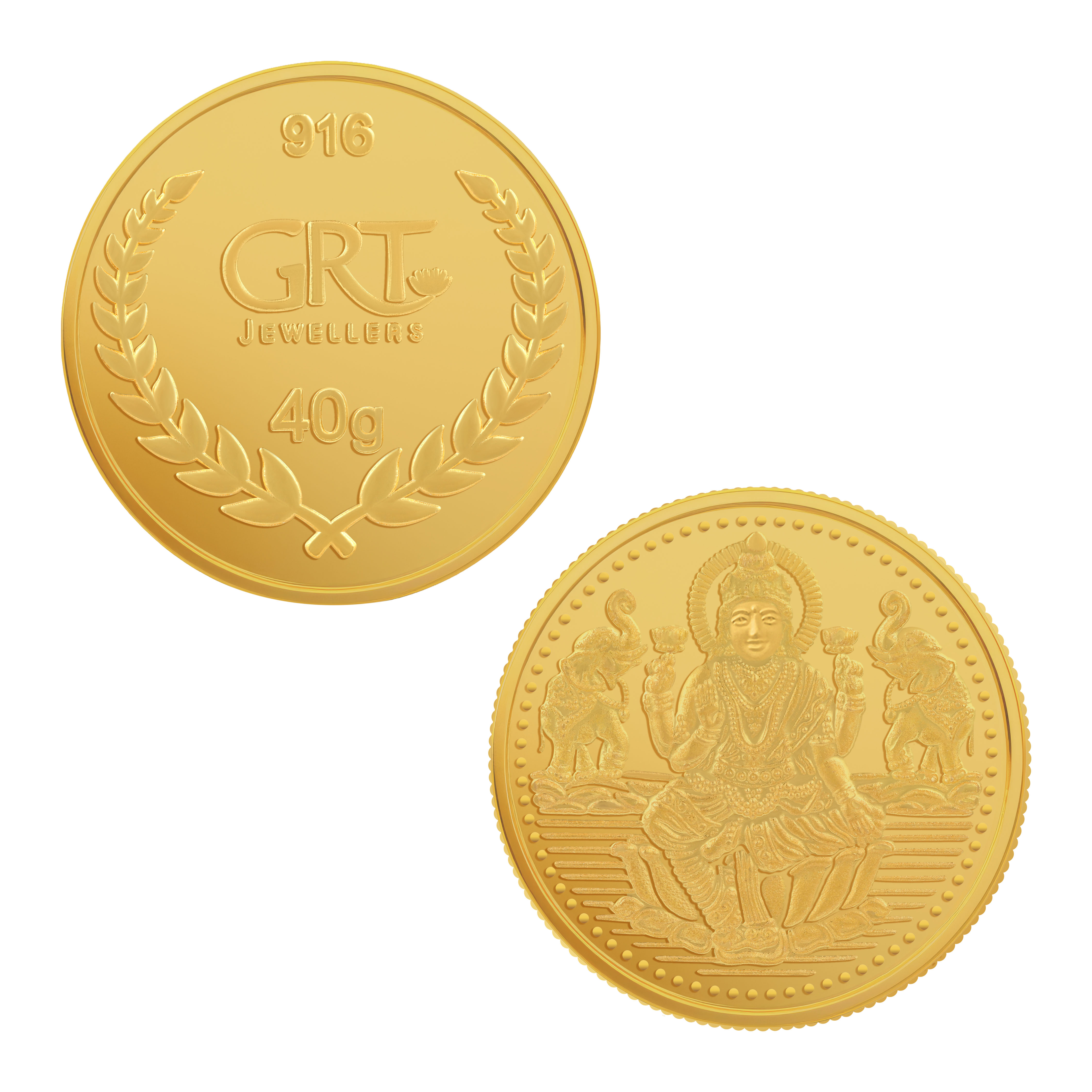 Buy 22KT - 40 Grams Lakshmi Gold Coin Online | GRT Jewels
