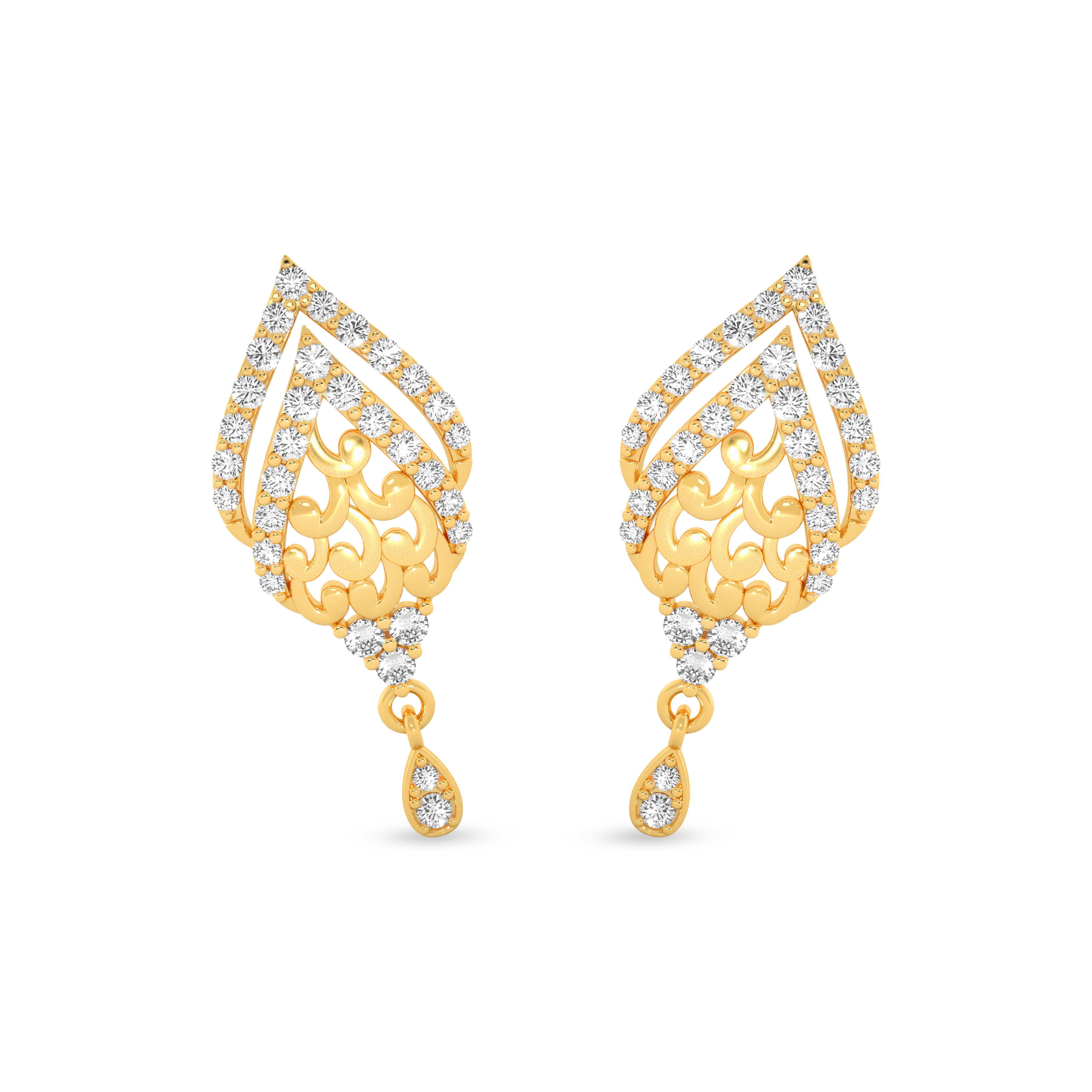 Buy Fabulous Pear Design Drop Gold Earrings |GRT Jewellers