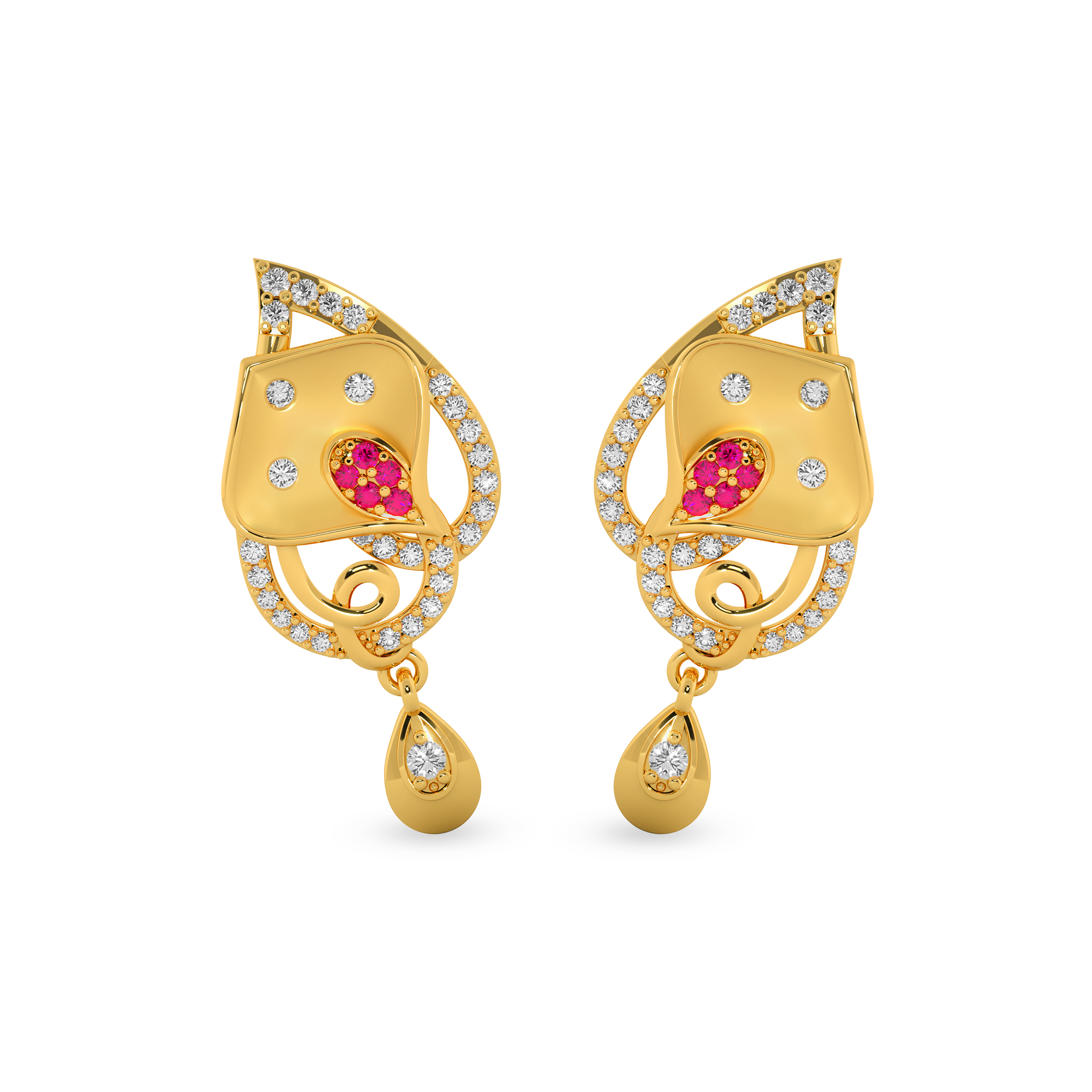 Shop Fabulous Loops Design Pink Stone Gold Earrings | GRT Jewels