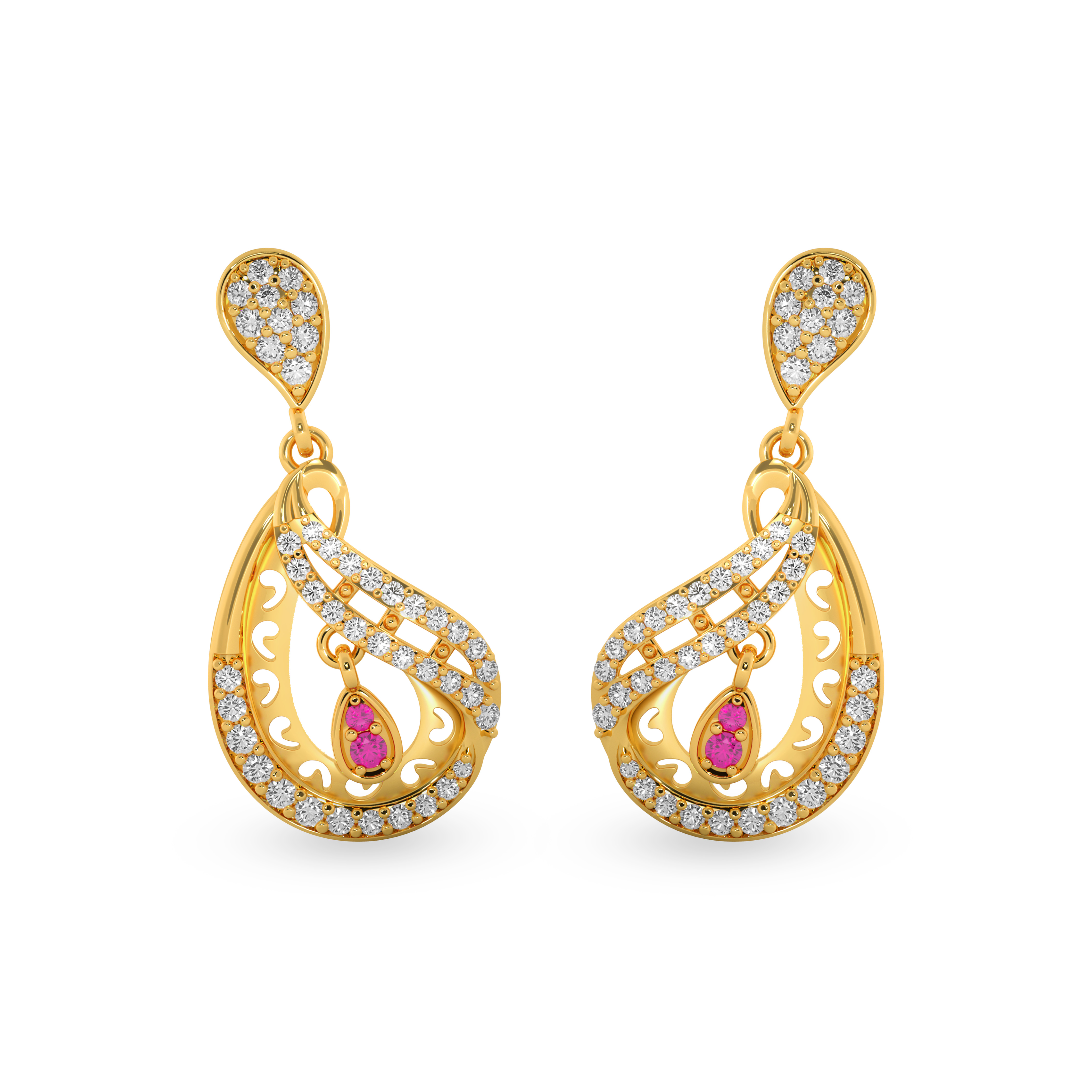 Shop Glorious Pink Stone Gold Earrings | GRT Jewels
