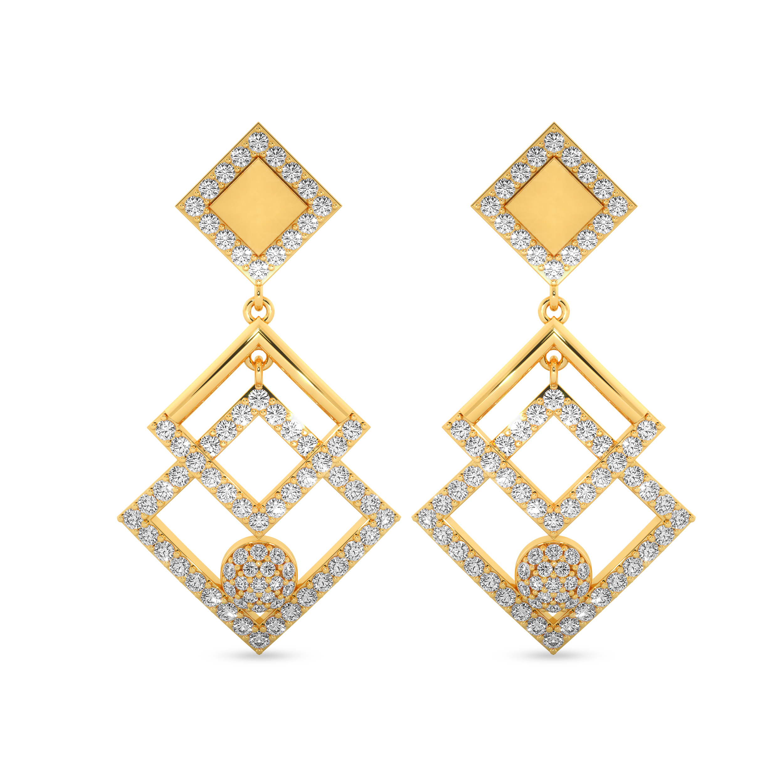 Buy Contemporary Rhombus Design Gold Earrings |GRT Jewellers