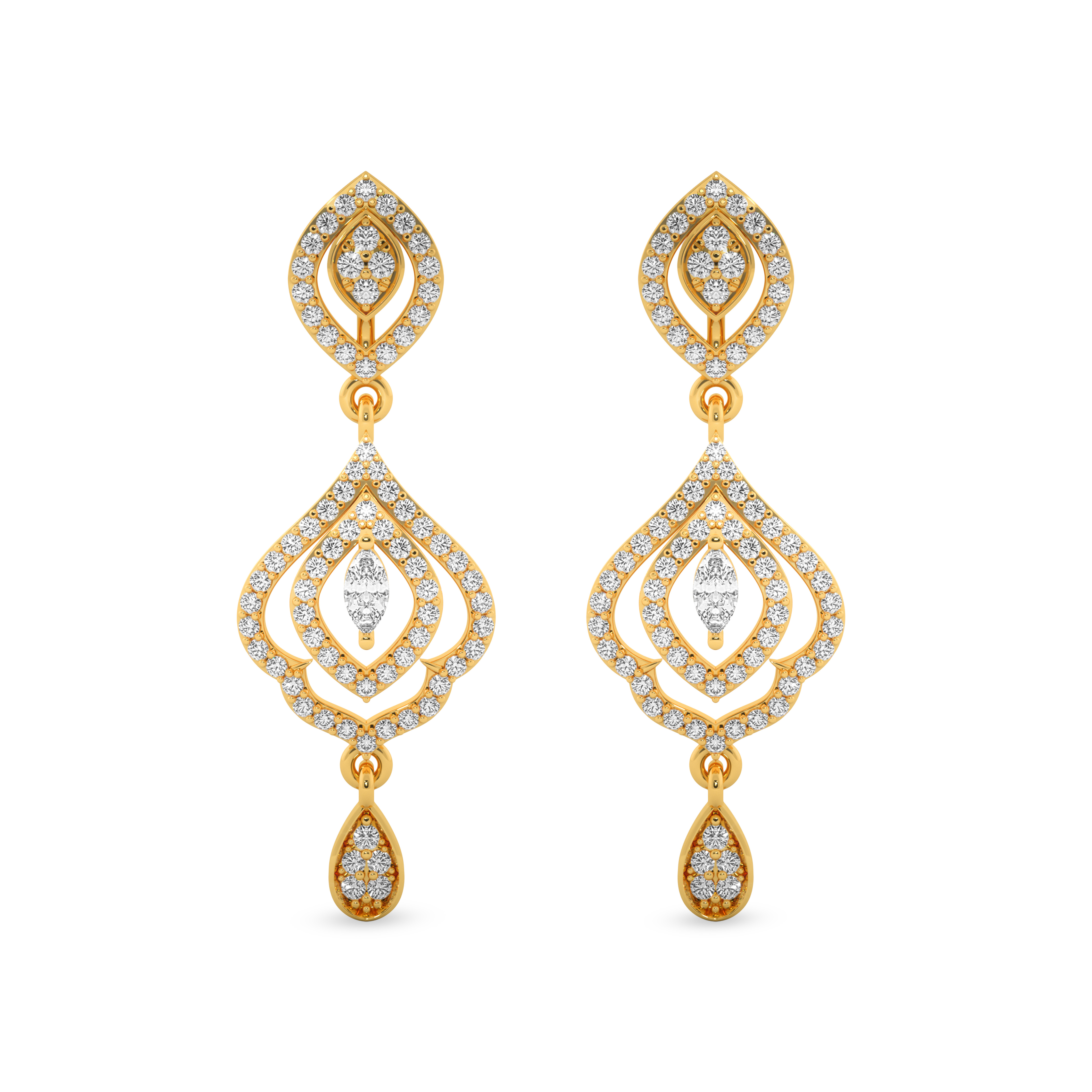Shop Elegant Trefoil Pattern Gold Earrings | GRT Jewels