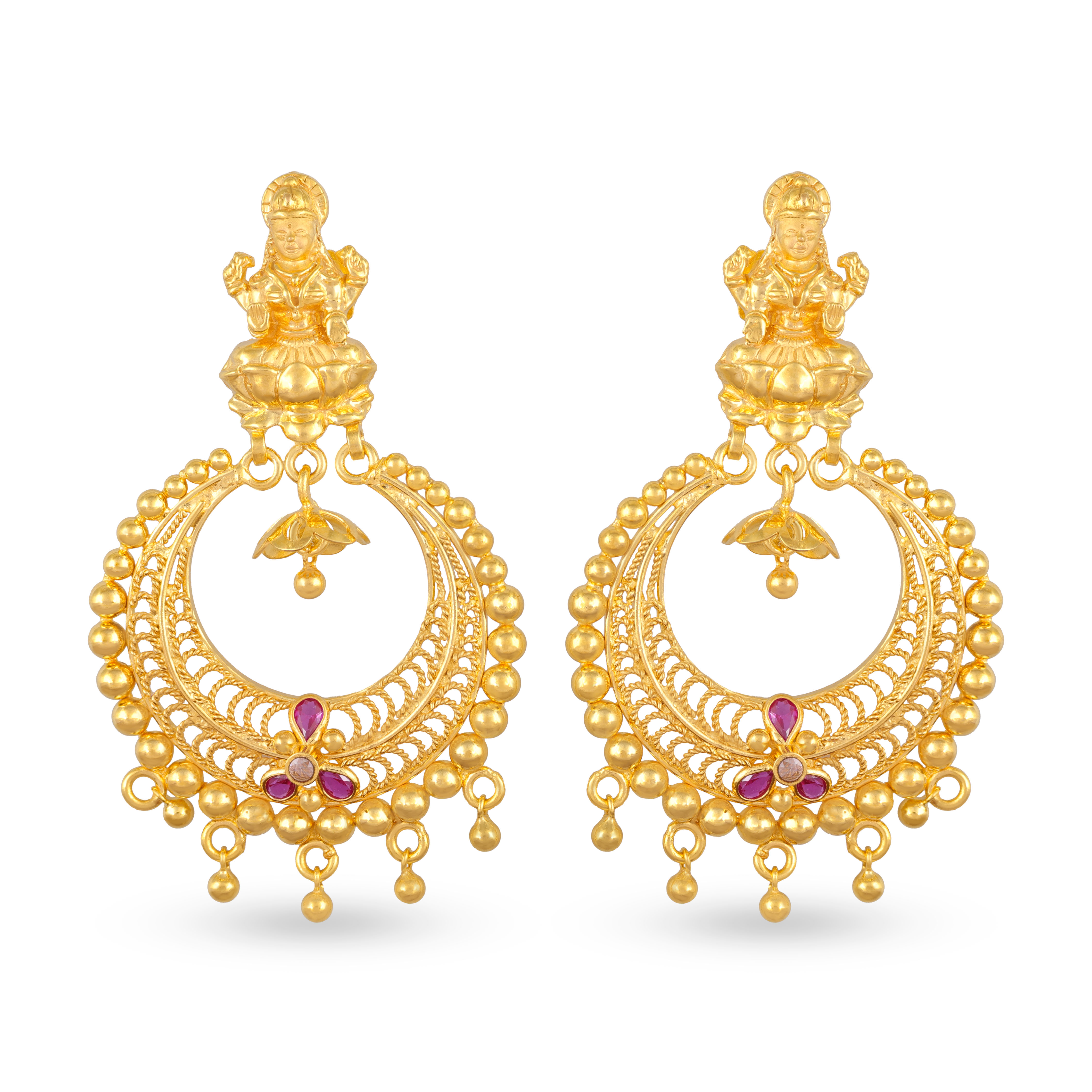 Buy Vintage Goddess Lakshi Bali Design Gold Earrings |GRT Jewellers