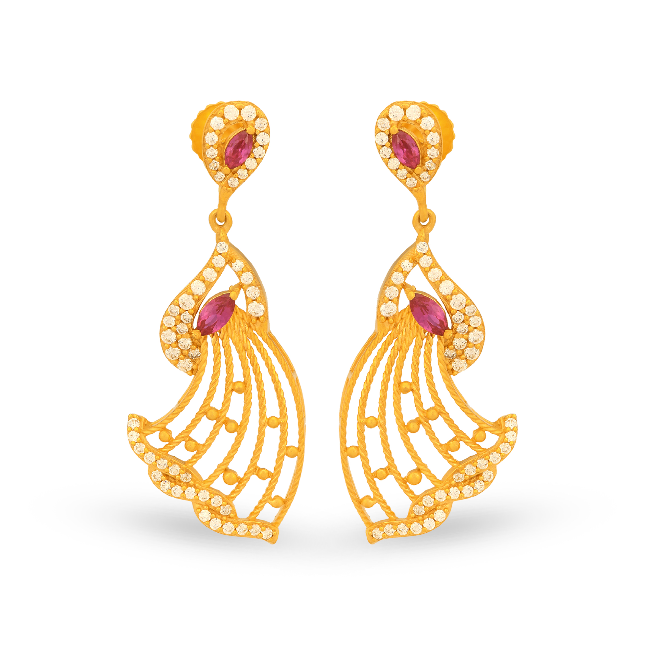 Buy Gleaming Multi Stone Dancing Gold Earrings |GRT Jewellers