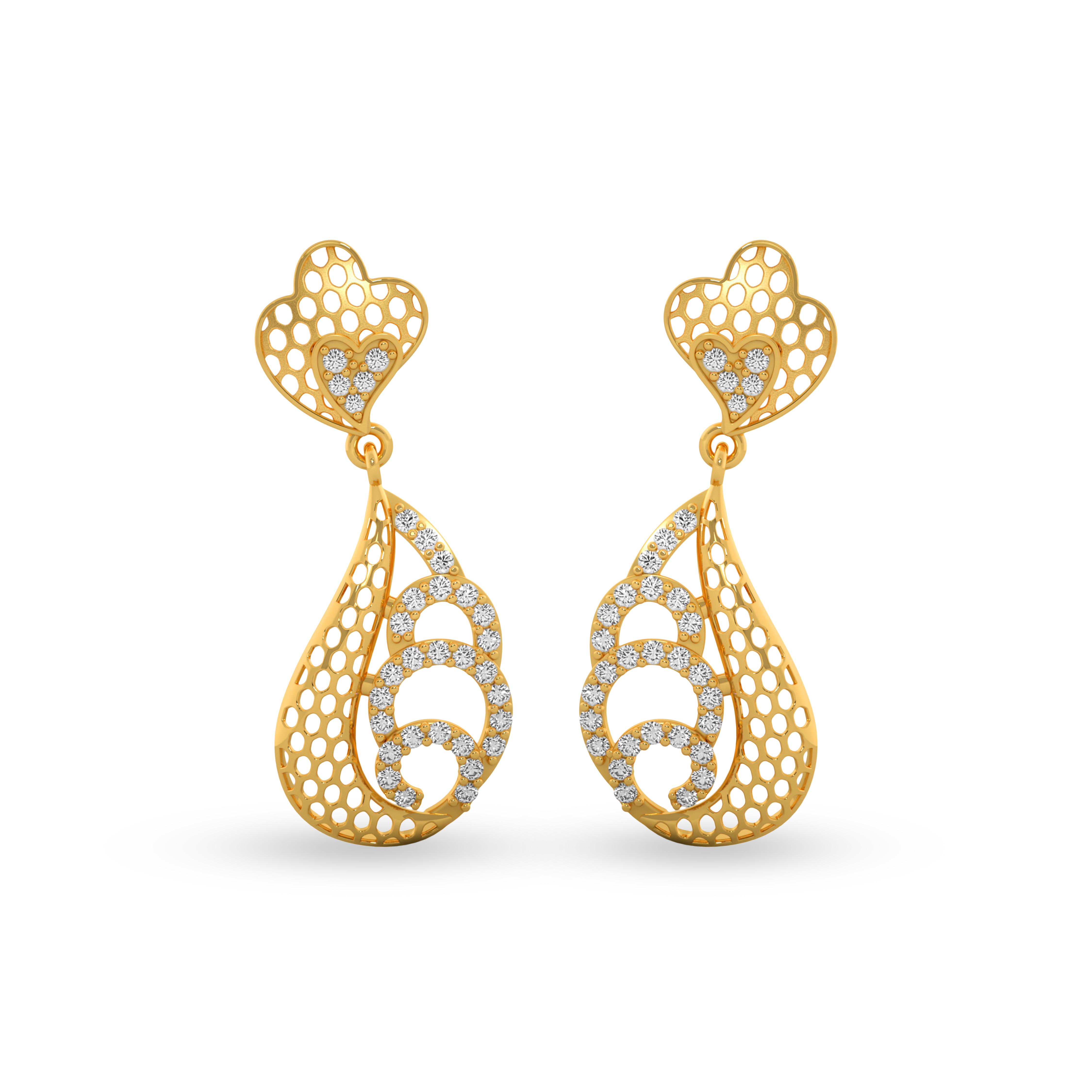 Buy Glamorous Swirl Gleaming Gold Earrings |GRT Jewellers
